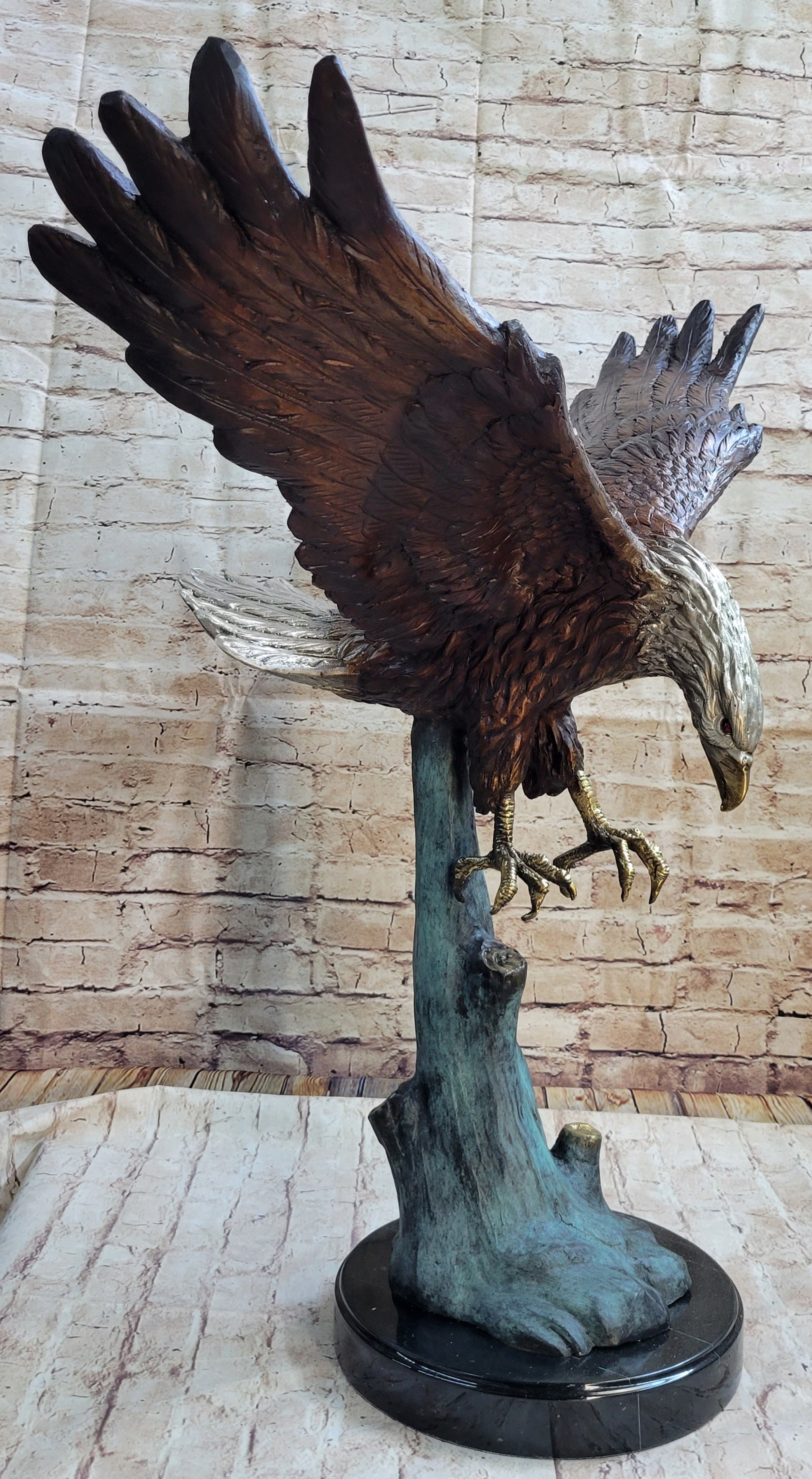 Bronzhaus Swooping American Bald Eagle Bronze Metal Sculpture Statue ...
