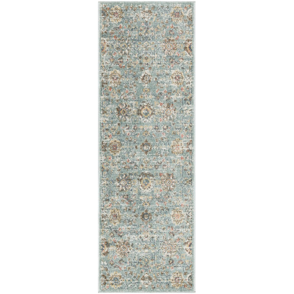 Bungalow Rose Washable Decor Machine Washable Blue Vintage Indoor Rug ...