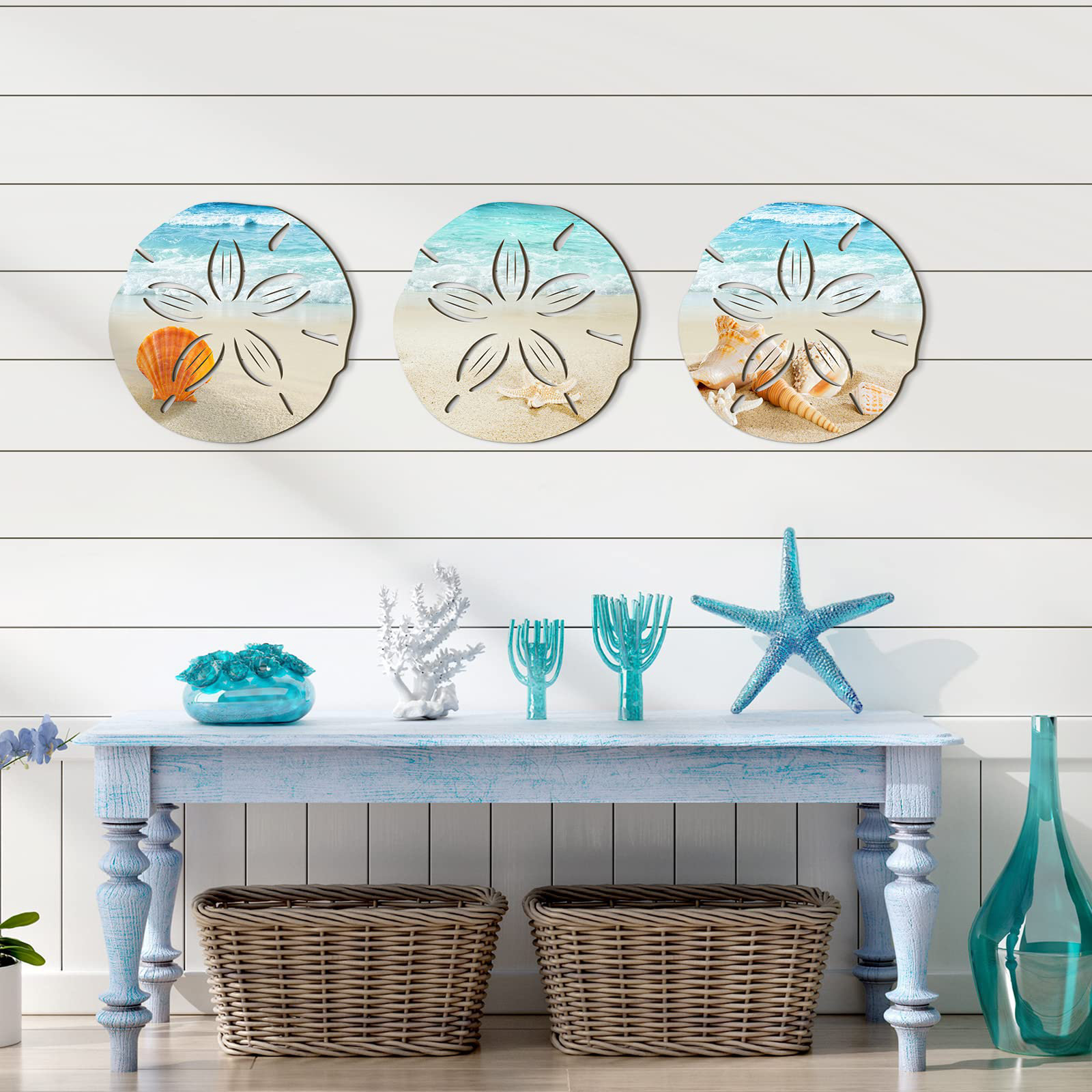Beachcrest Home 3 Pcs Summer Coastal Wall Decor Beach Wall Art Blue Sea ...