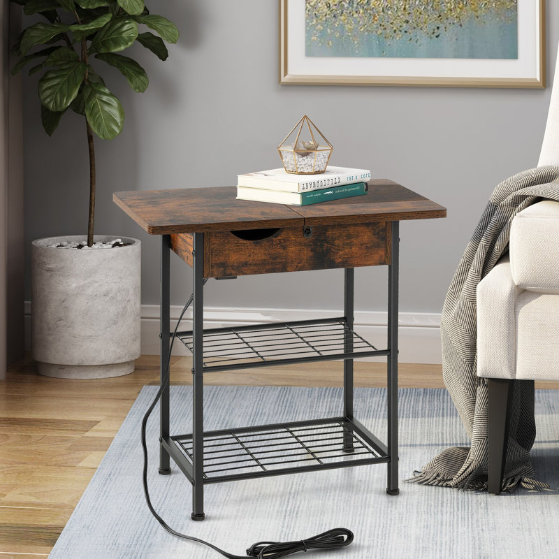 17 Stories Wileen 29'' tall End Table Built-In Outlets | Wayfair