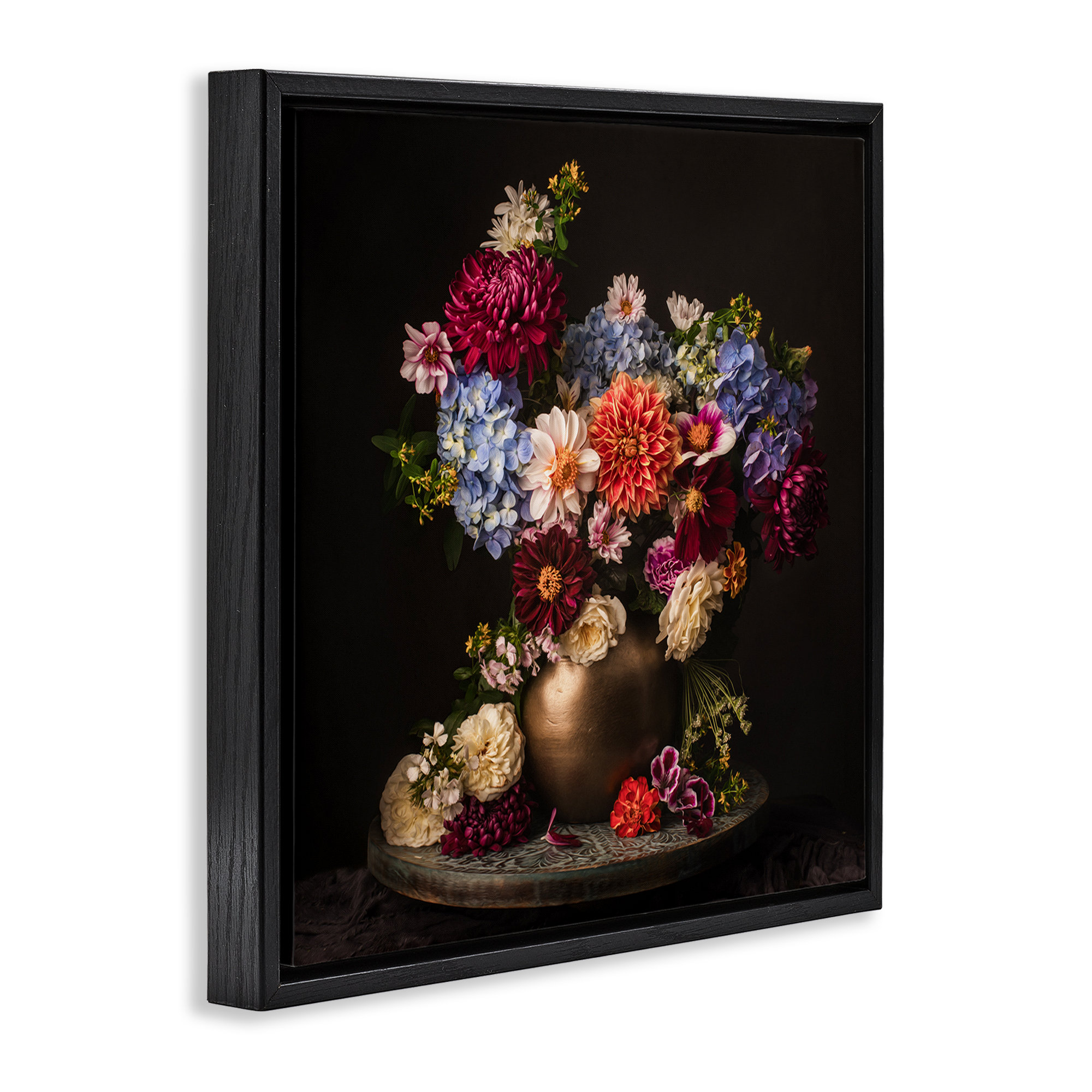 Winston Porter Assorted Flowers Arrangement Framed Floater Canvas Wall ...