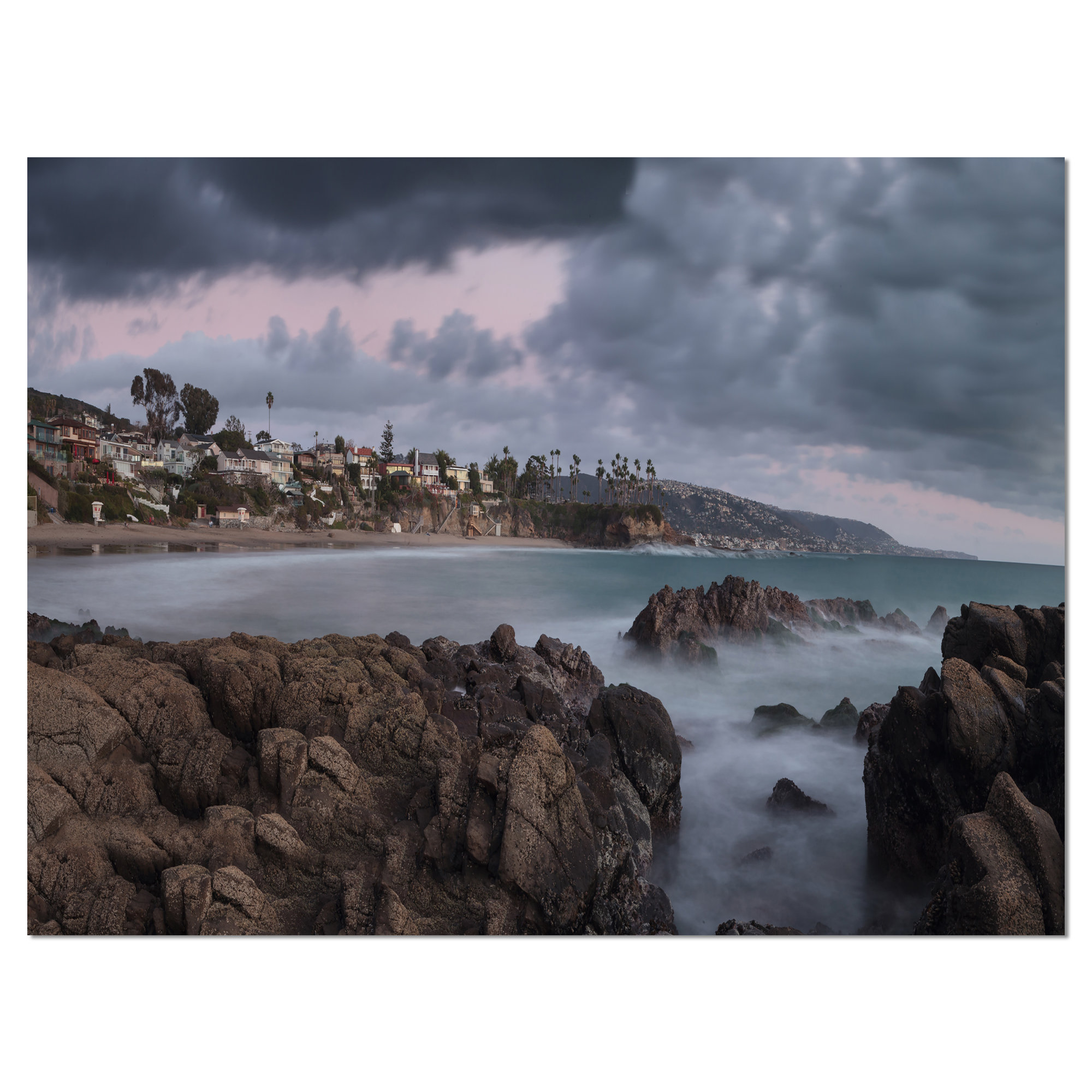 Design Art Heavy Rain Clouds Over Crescent Bay - Wrapped Canvas ...