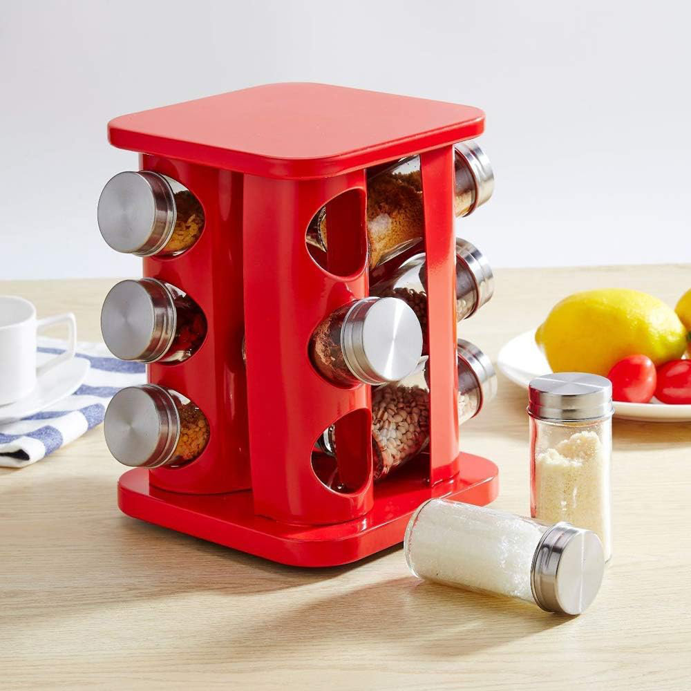 Latitude Run® Revolving Spice Rack Organizer With 12 Jars, Countertop ...