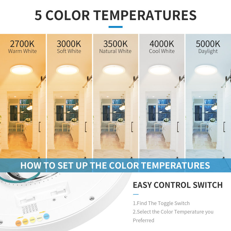 Wrought Studio™ Motion Sensor Ceiling Light Indoor Wired PIR, 5CCT, 9 ...