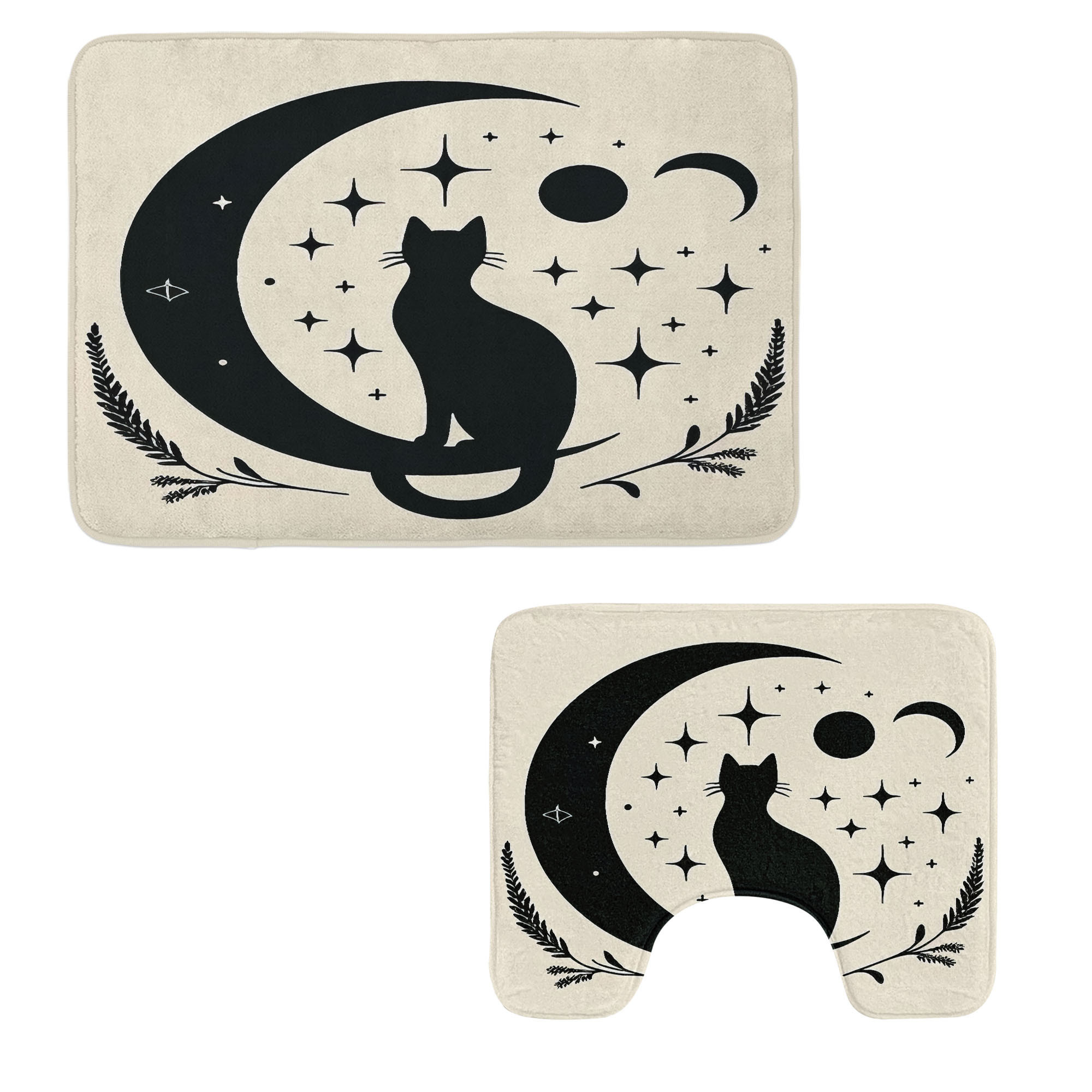 East Urban Home Cat Bathroom Rug Set 2 Pieces Rectangle & Contour Mats ...