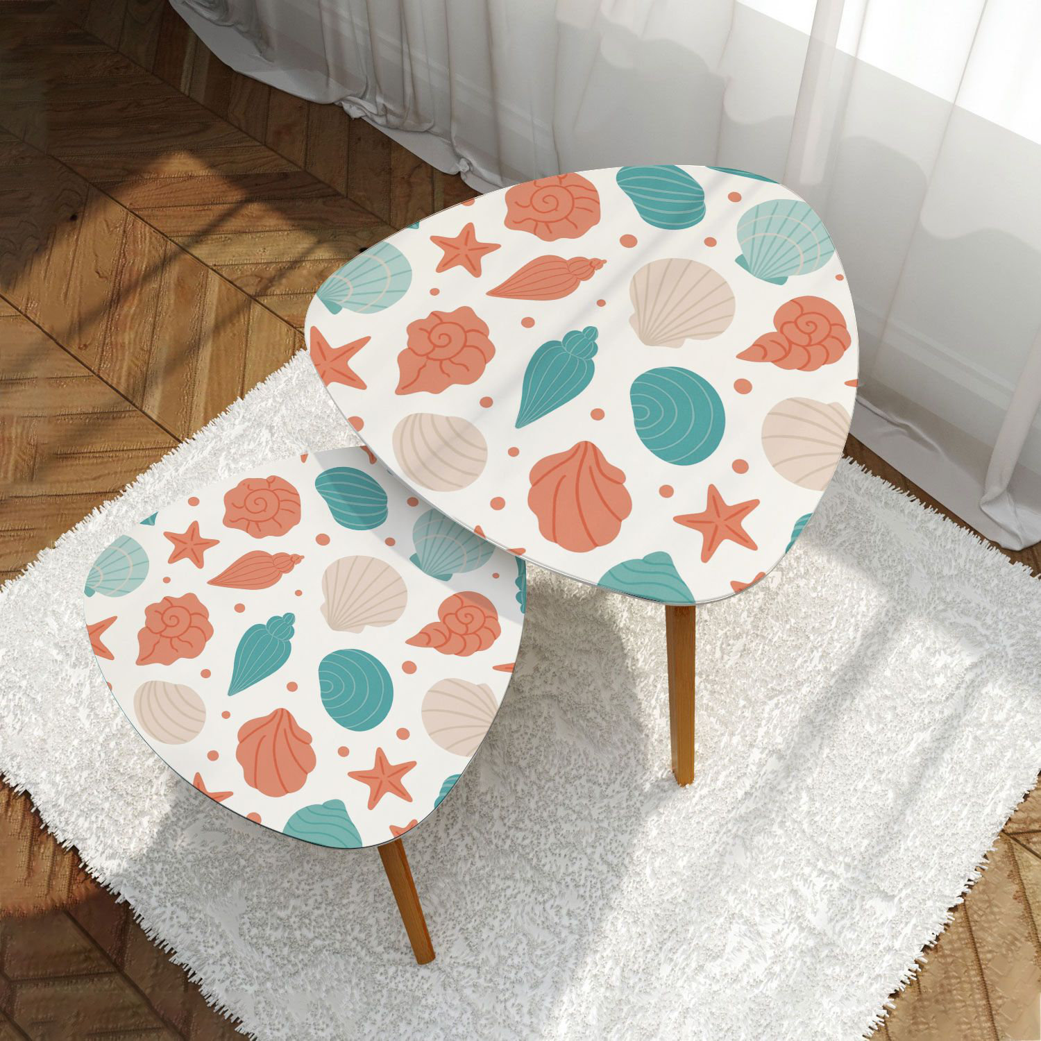 George Oliver Triangle Nesting Coffee Table Set of 2 sea shells ...