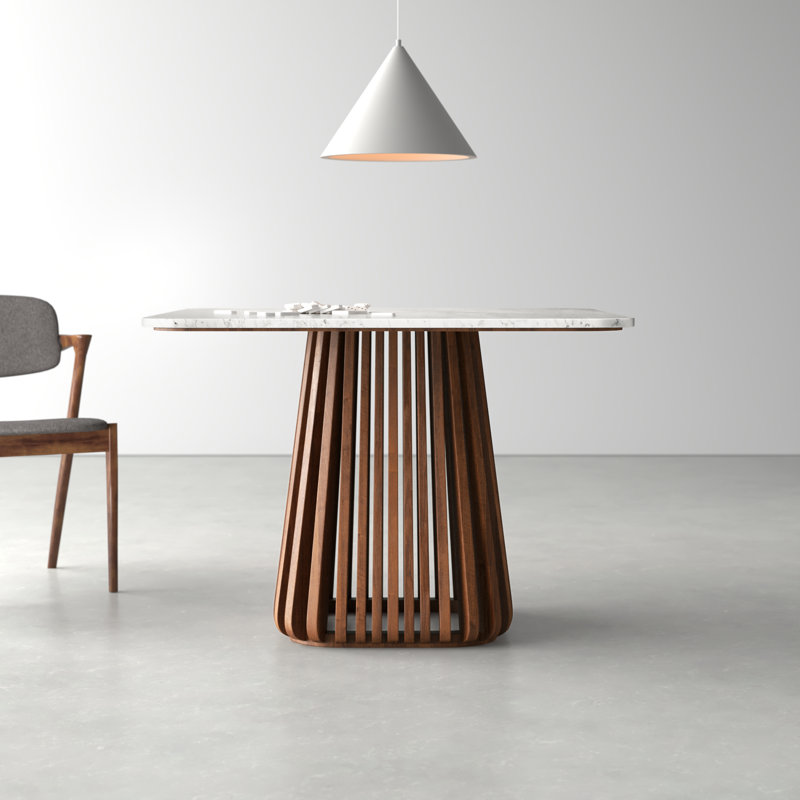 AllModern Kendall Solid Wood & Marble Square Dining Table & Reviews ...