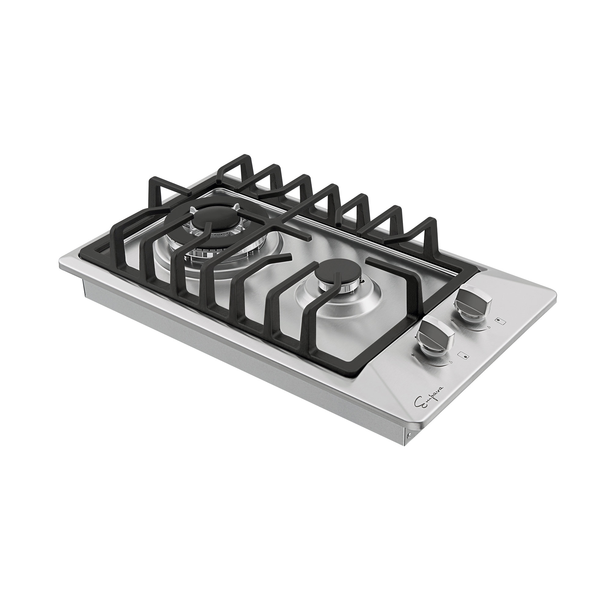 Empava 12 in. 2 Burners Recessed Natural Gas Cooktop in Stainless Steel ...