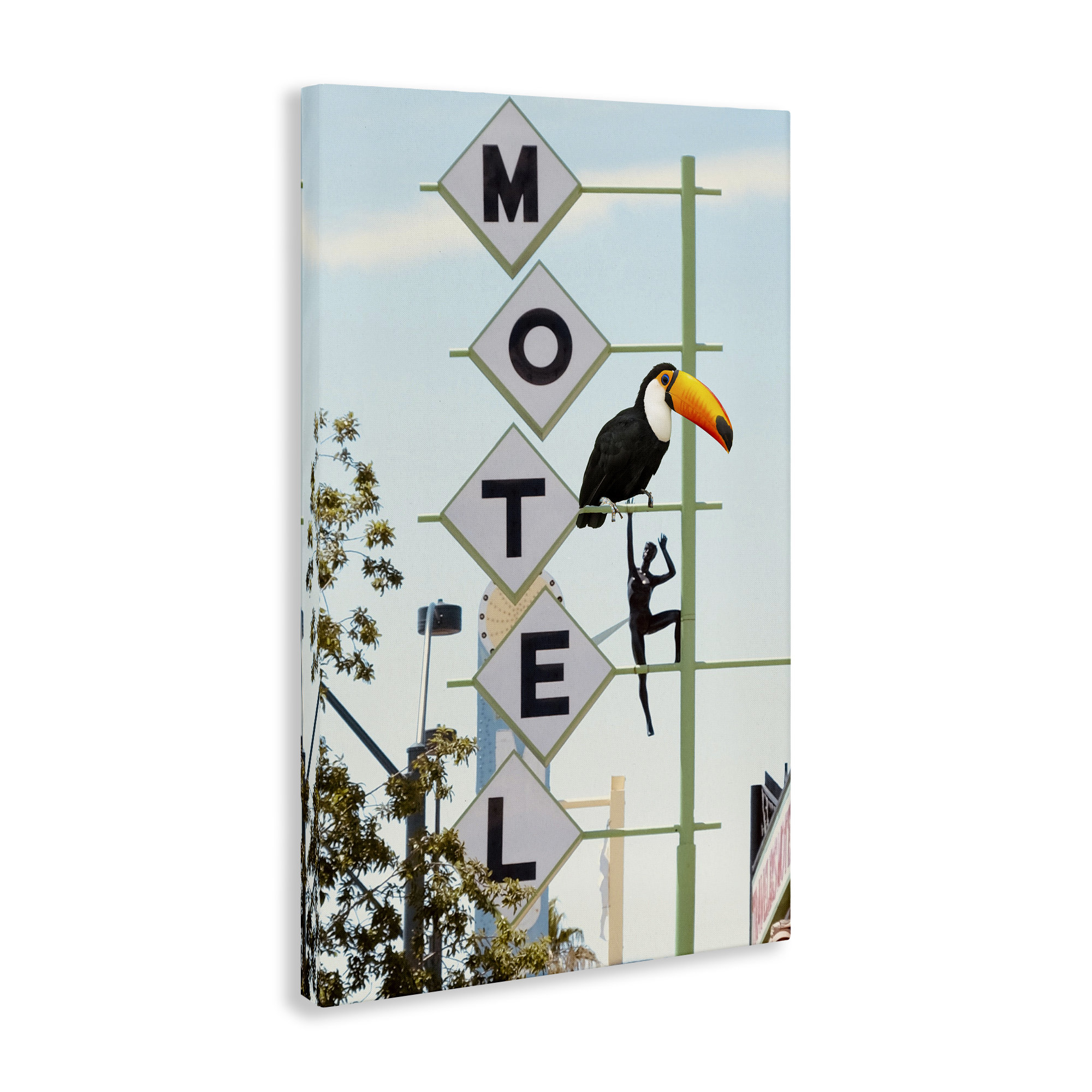 Bay Isle Home™ Toucan on Motel Sign Canvas, design by Ashley Singleton | Wayfair