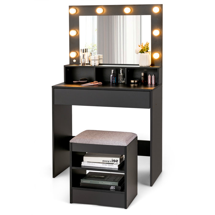 17 Stories Jannuel Dressing Table with Mirror | Wayfair.co.uk