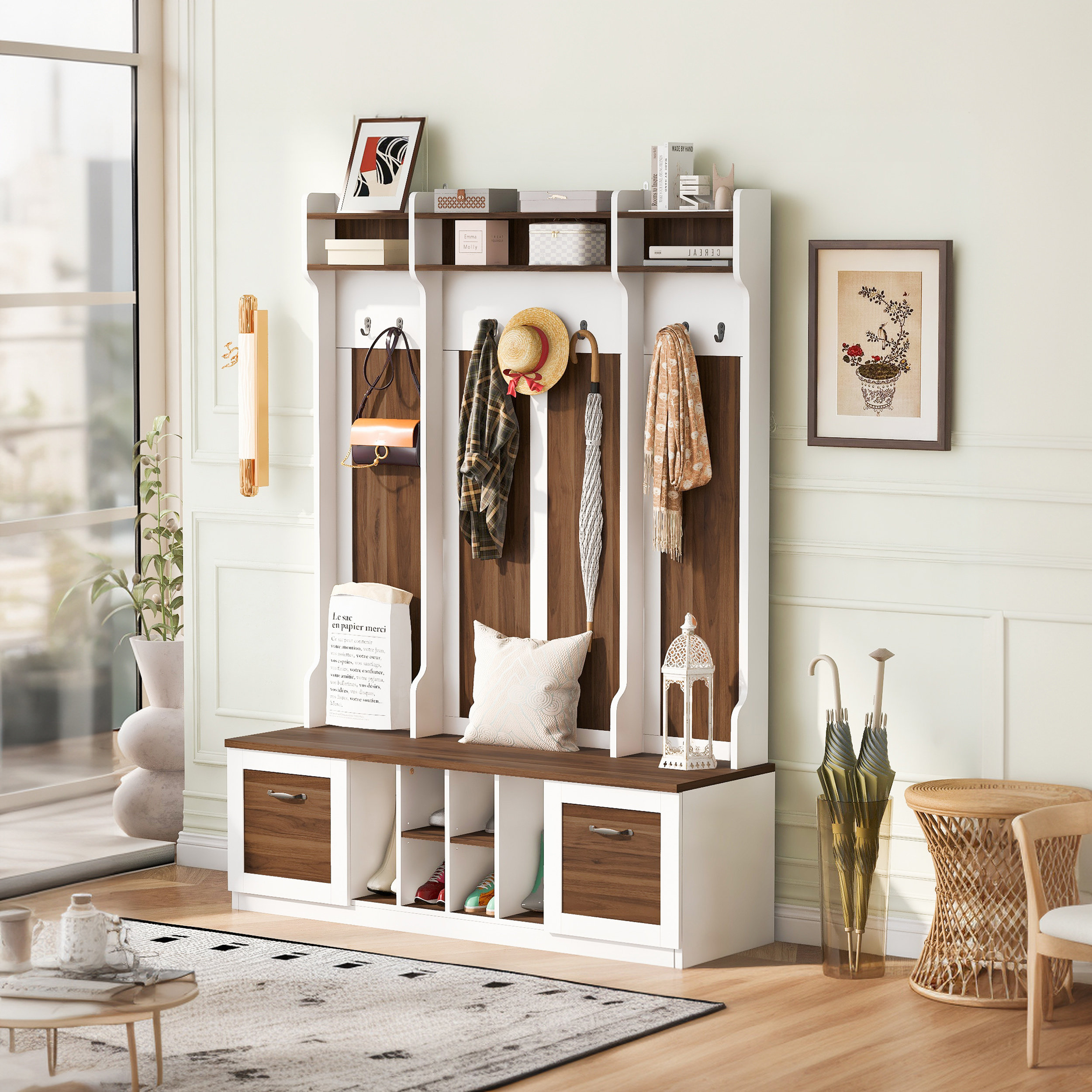 Lark Manor 5-In-1 Entry Bench With Hanger, Foyer Tree - Wayfair Canada