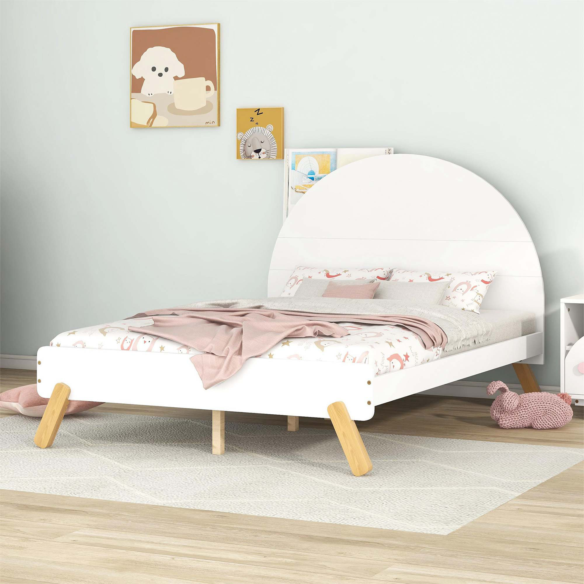 Isabelle & Max™ Adysson Wooden Cute Platform Bed With Curved Headboard ...