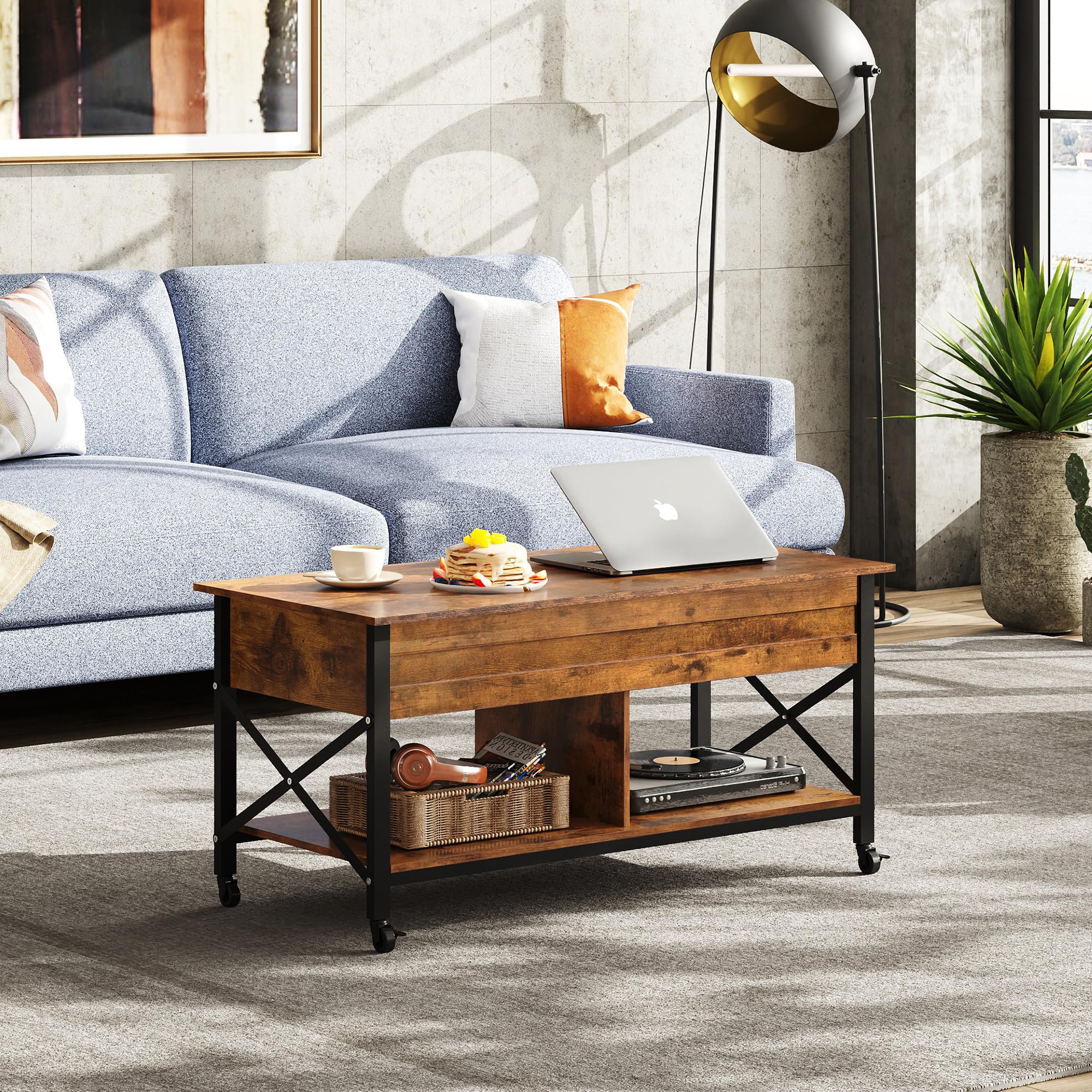 17 Stories Gute Lift Top Coffee Table with Storage & 4 Casters ...