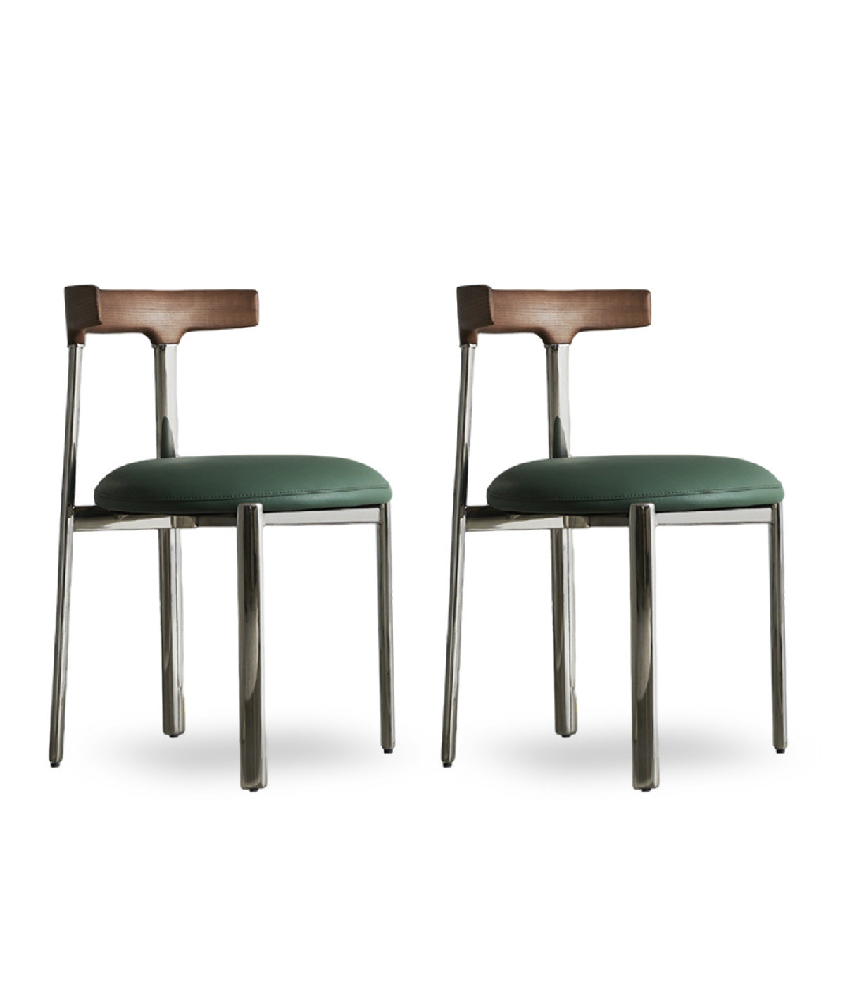 HOBULT Minimalist Stainless Steel Dining Chair With Solid Wood Backrest ...