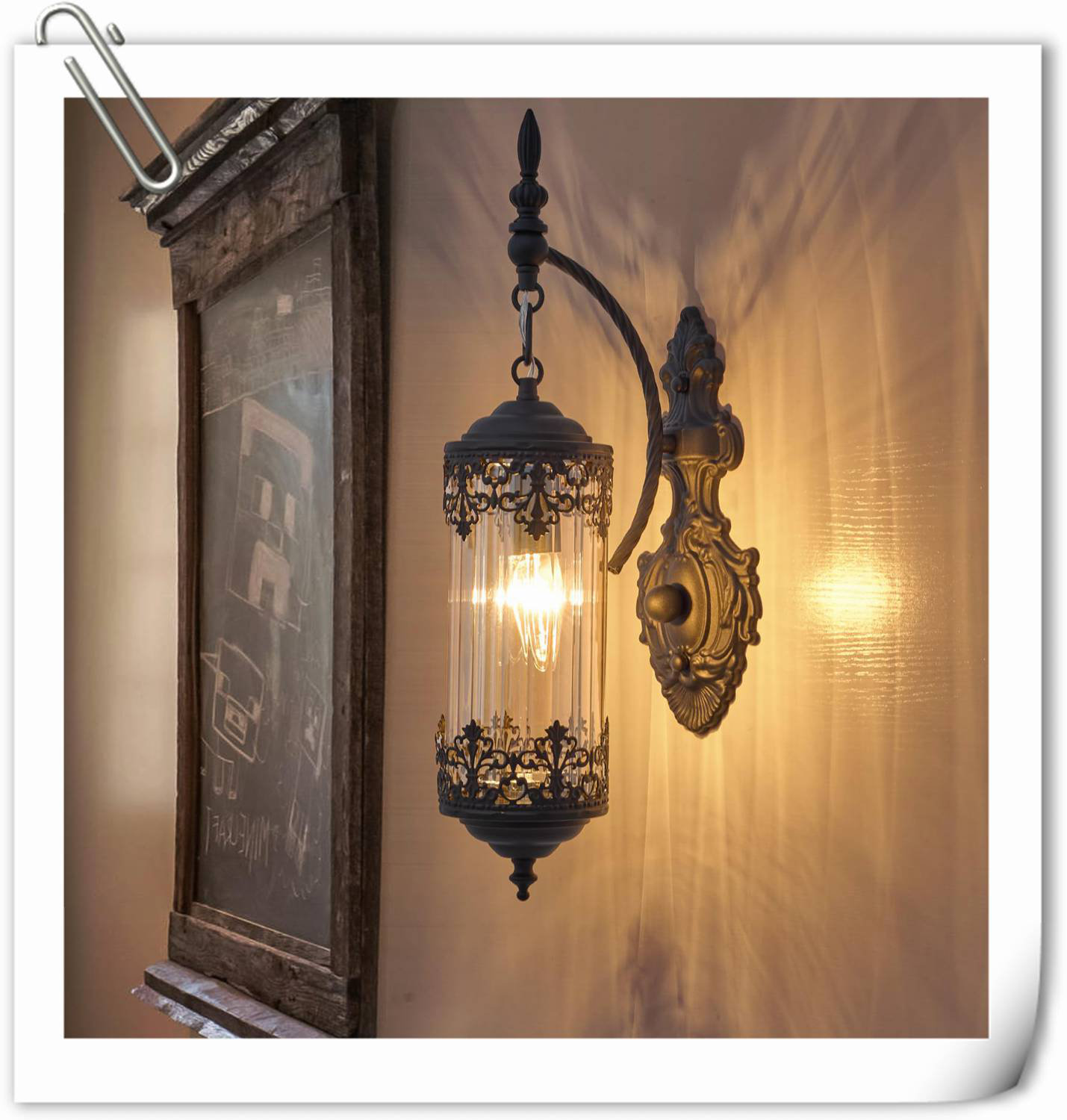 Alcott Hill Crosse Amber Glass Mini Retro Antique Gothic Wall Lamp ...