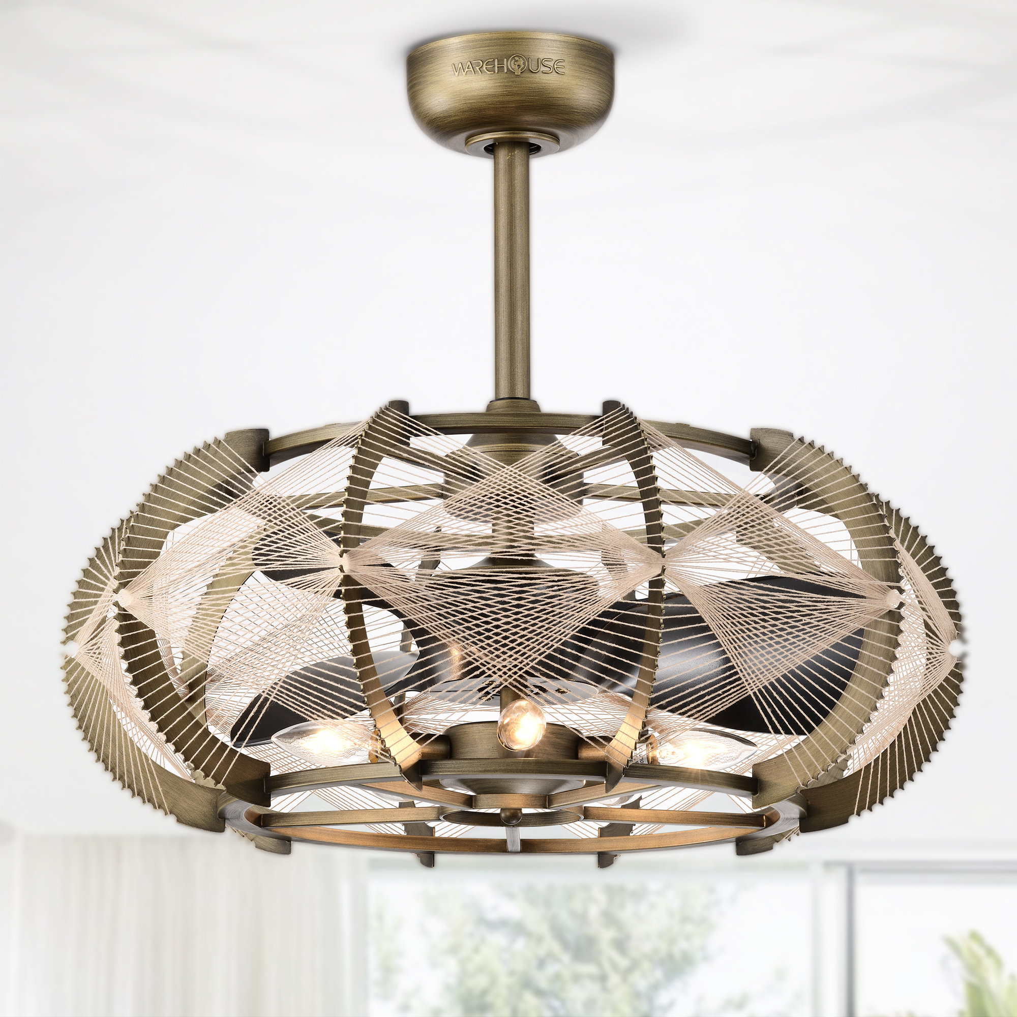 Warehouse of Tiffany Xhosa 25 Inch Rope String Design Ceiling Fan With ...