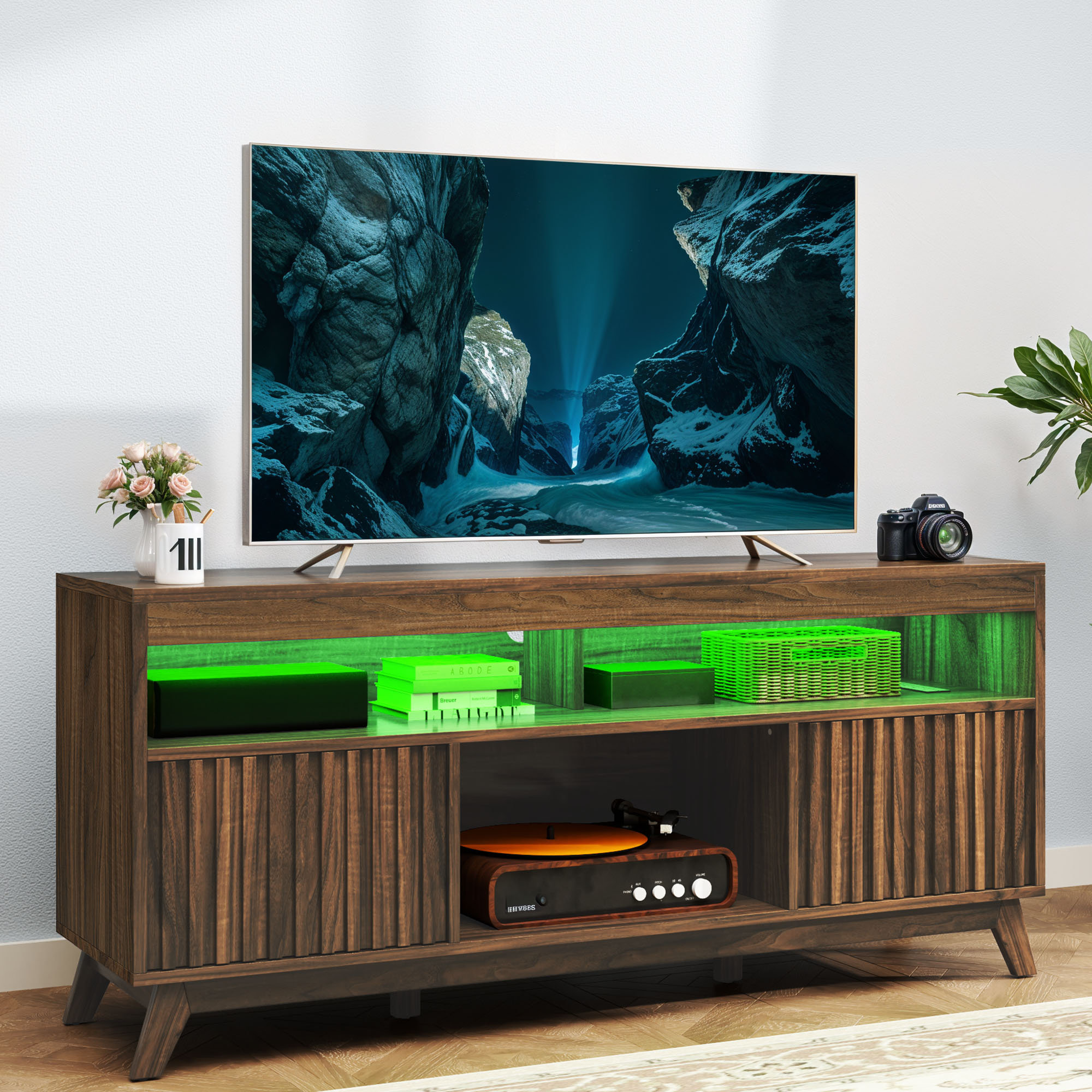 Wrought Studio™ 65" Modern Coastal Style Media Center Media Consoles ...