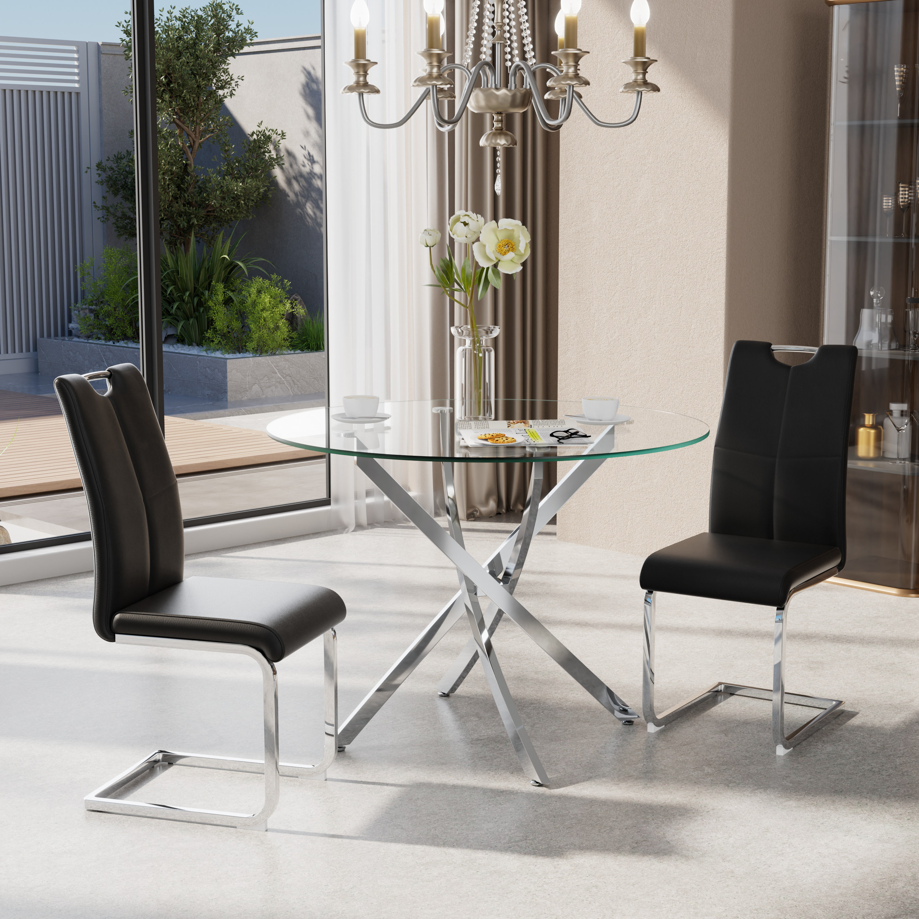 Mercer41 3 - Piece Round Glass Dining Set | Wayfair