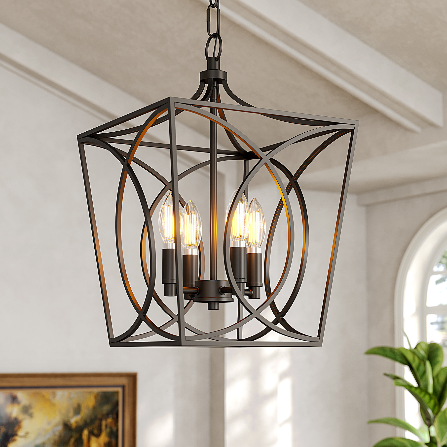Mercer41 Modern Geometric Pendant Light With Adjustable 60" Chain ...