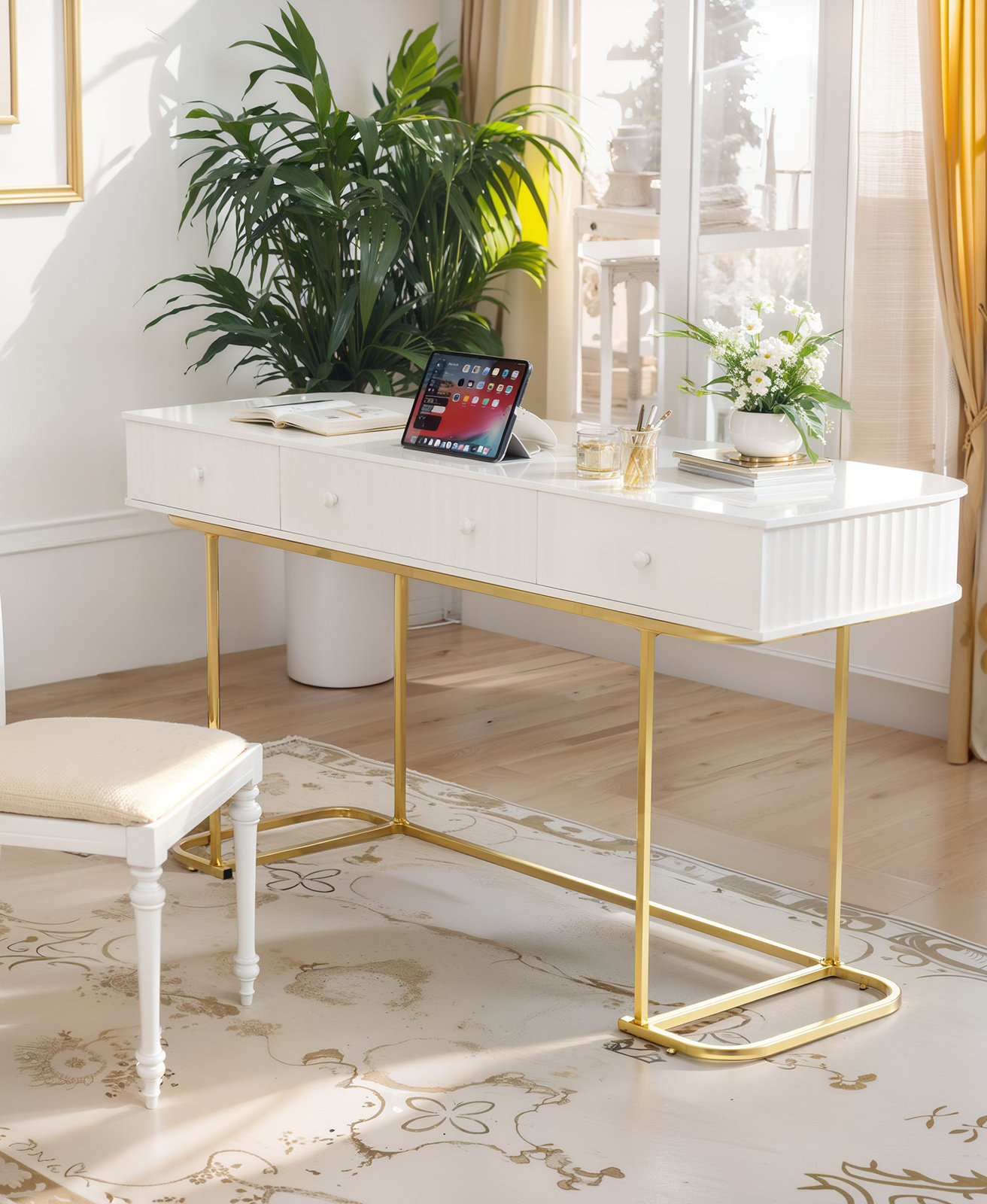 Latitude Run® Kamella Curved Metal Base Writing Desk - Wayfair Canada