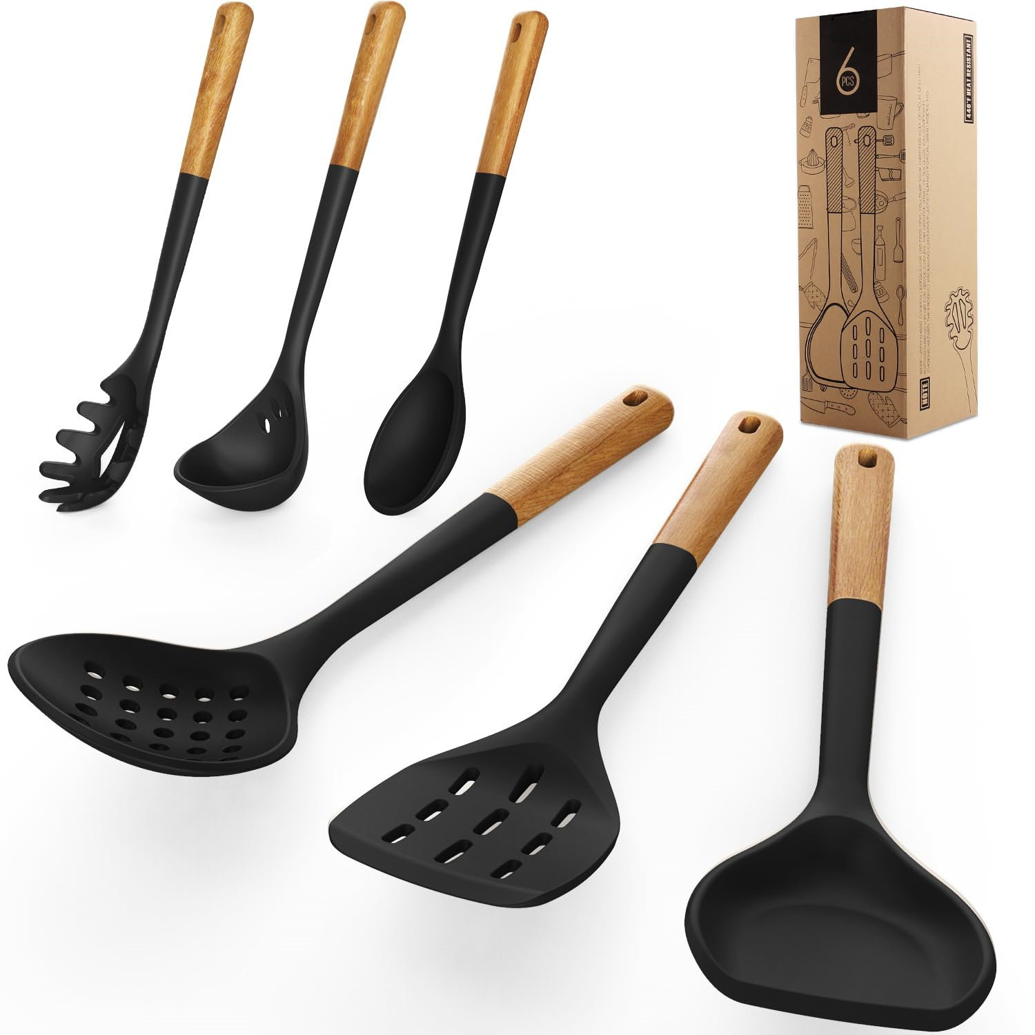 ENOLIL 6pcs Large Silicone Cooking Utensils Set | Wayfair