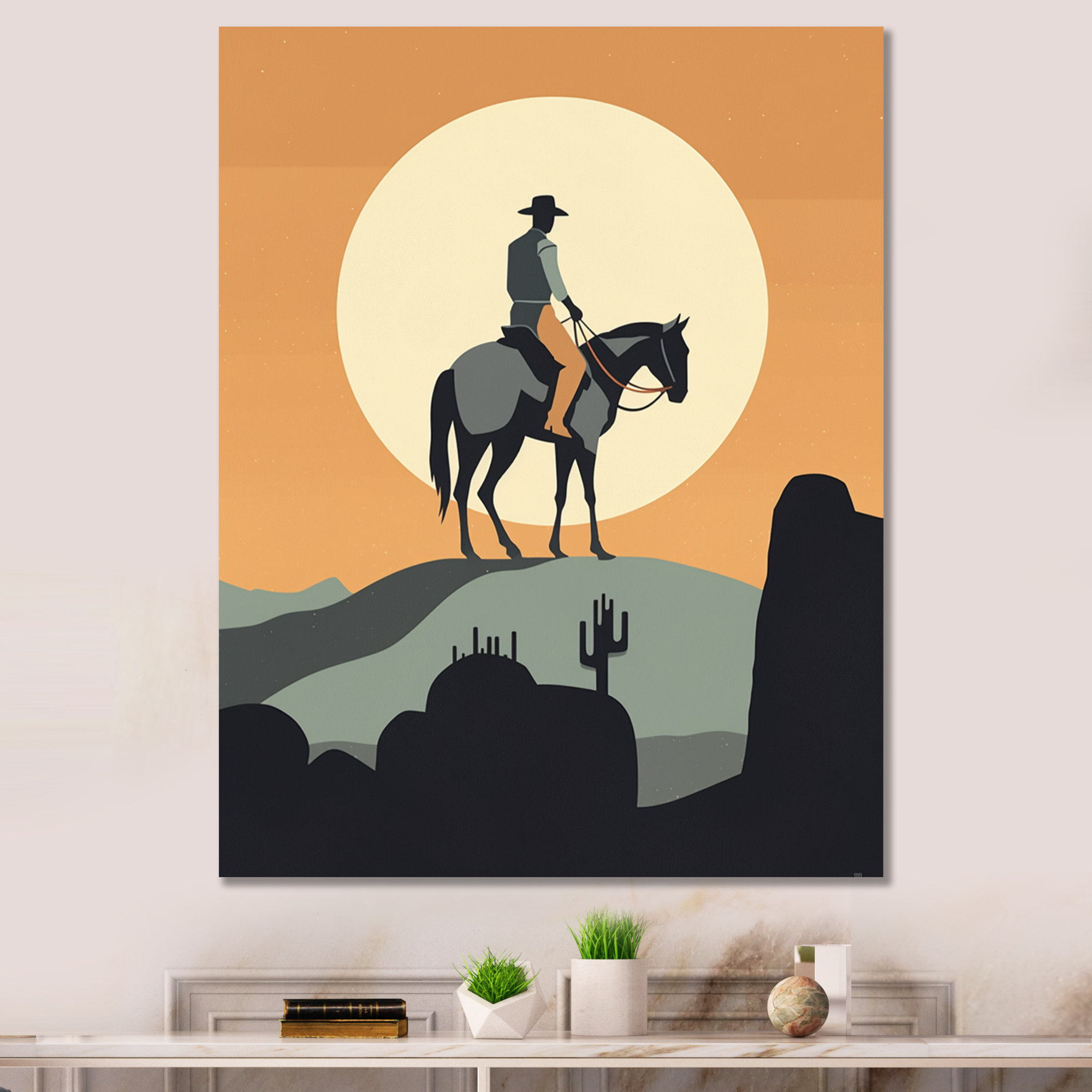 Union Rustic Minimalistic Cowboy II On Canvas Print | Wayfair