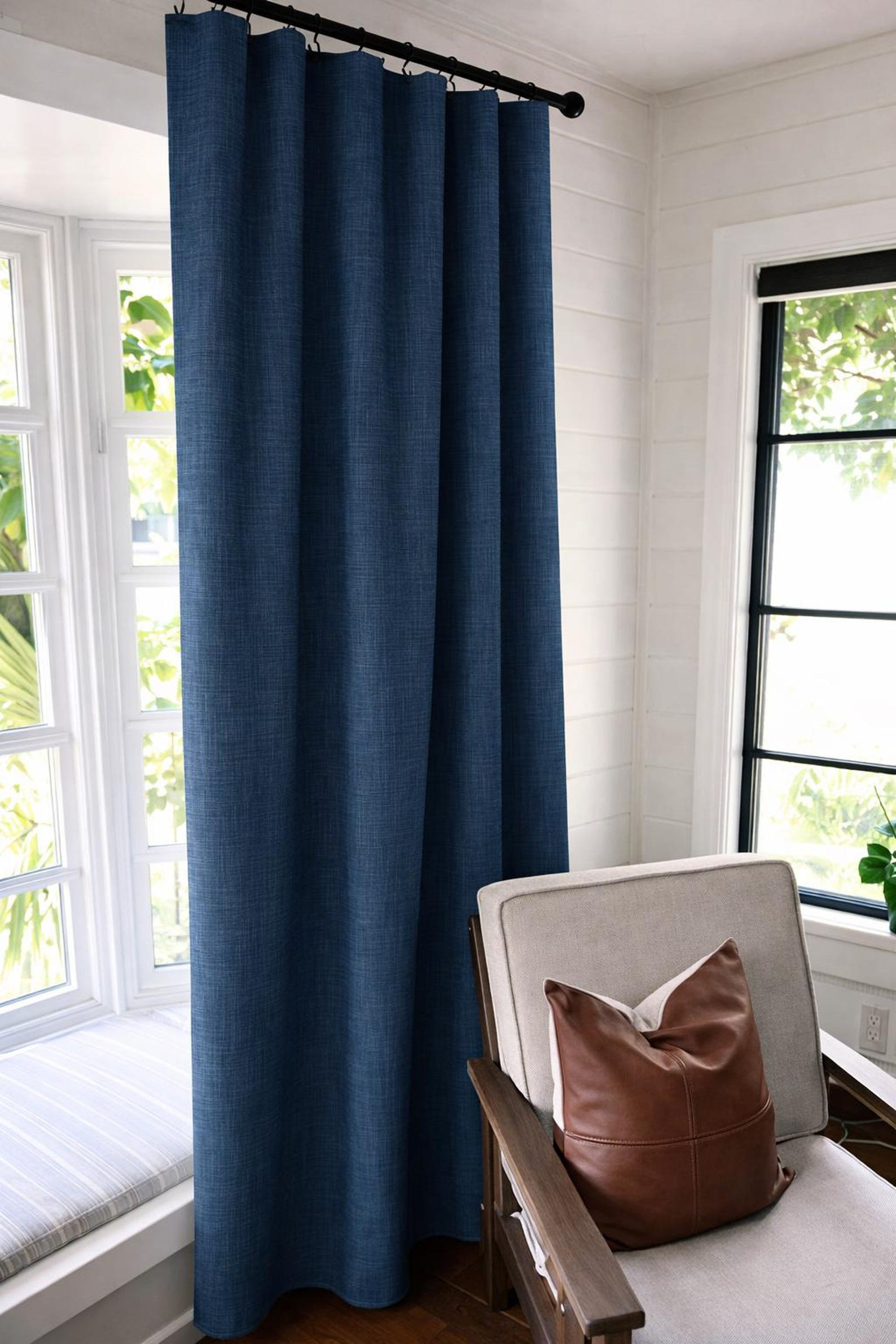 Latitude Run® Navy Blue Cotton Curtain Panels | Wayfair