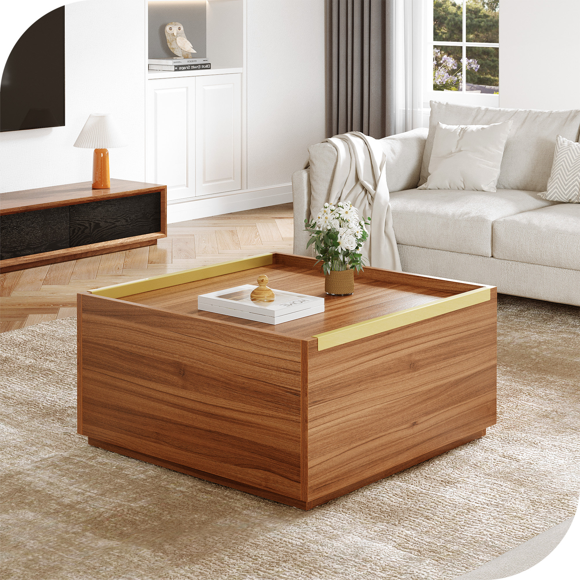 Wade Logan® Boulier Wood Coffee Table with Drawers & Reviews | Wayfair