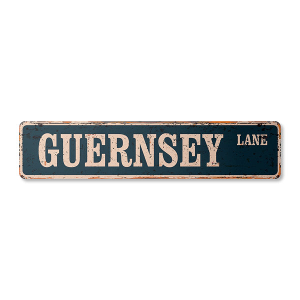 SignMission GUERNSEY Vintage Aluminum Street Sign cattle dairy milk ...