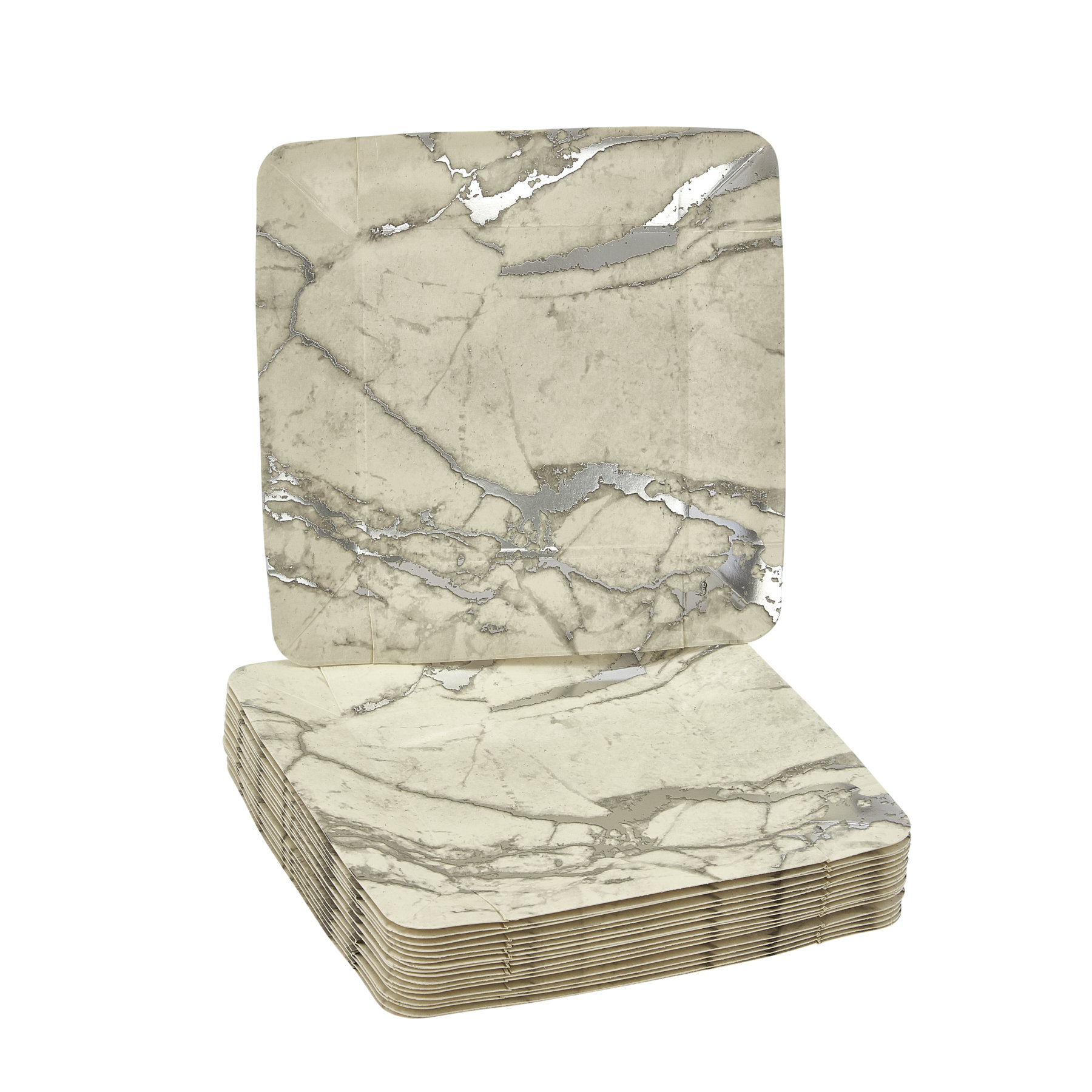 Silver Spoons MARBLE DESIGN DISPOSABLE DINNER PLATES | Square Paper ...