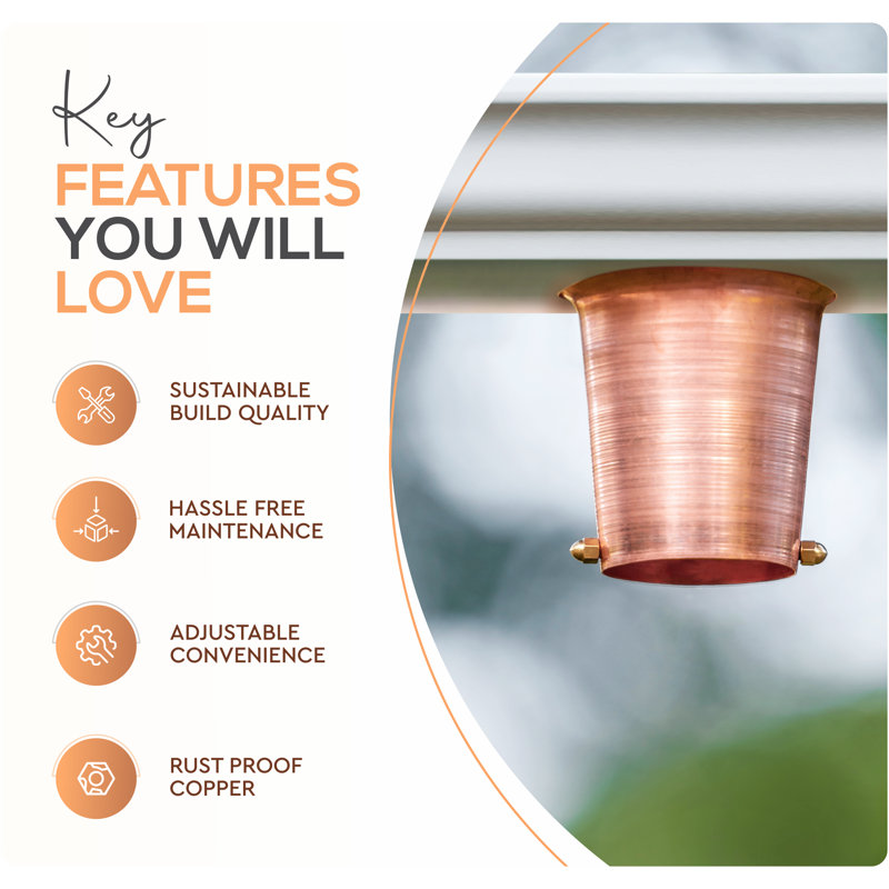 Arlmont & Co. Marrgon 2 Inch Copper Gutter Adapter - Rain Chain Hanger ...