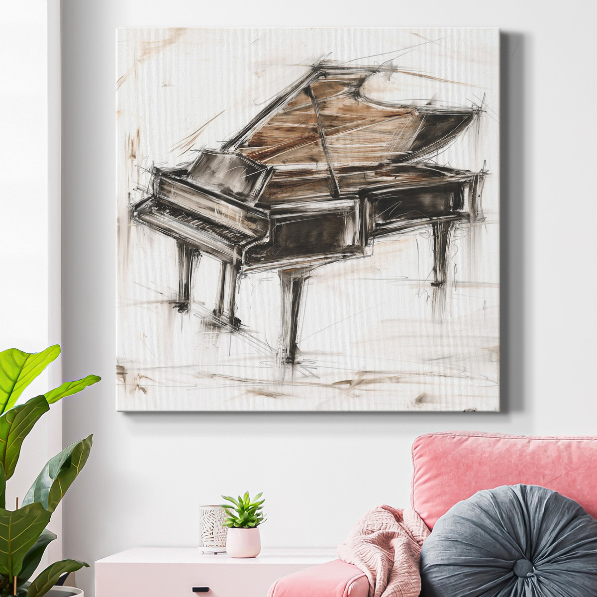Red Barrel Studio Grand Piano Study-Premium Gallery Wrapped Canvas ...