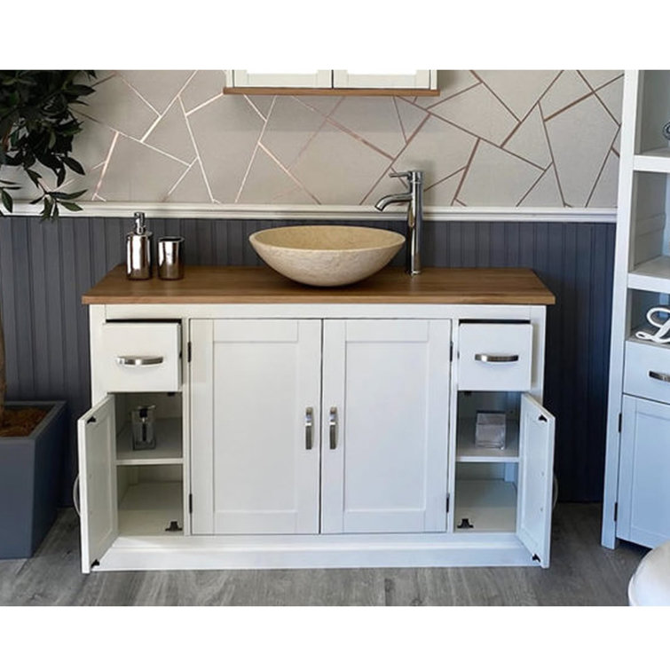 Ebern Designs Ankney Solid Oak 1230mm Free-standing Single Vanity Unit ...