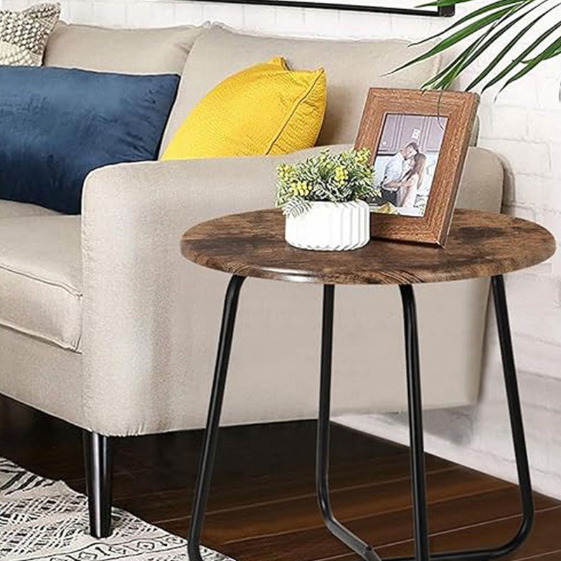 17 Stories Patio Outdoor Side Snack Table, Round Anti-Rust Side Table ...