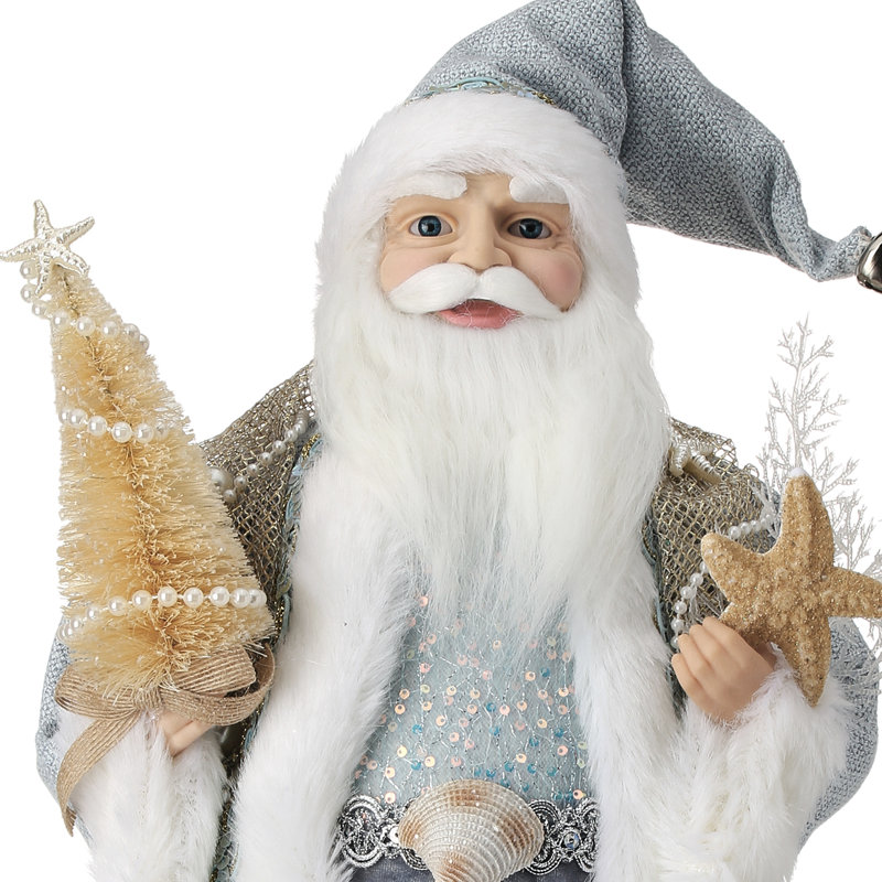 The Holiday Aisle® 20" Fabric Ocean Santa With Shells | Wayfair