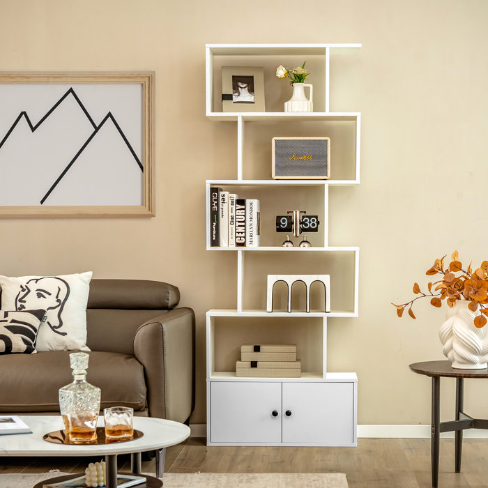 Millwood Pines Niklaus Geometric Storage Bookcase & Reviews | Wayfair