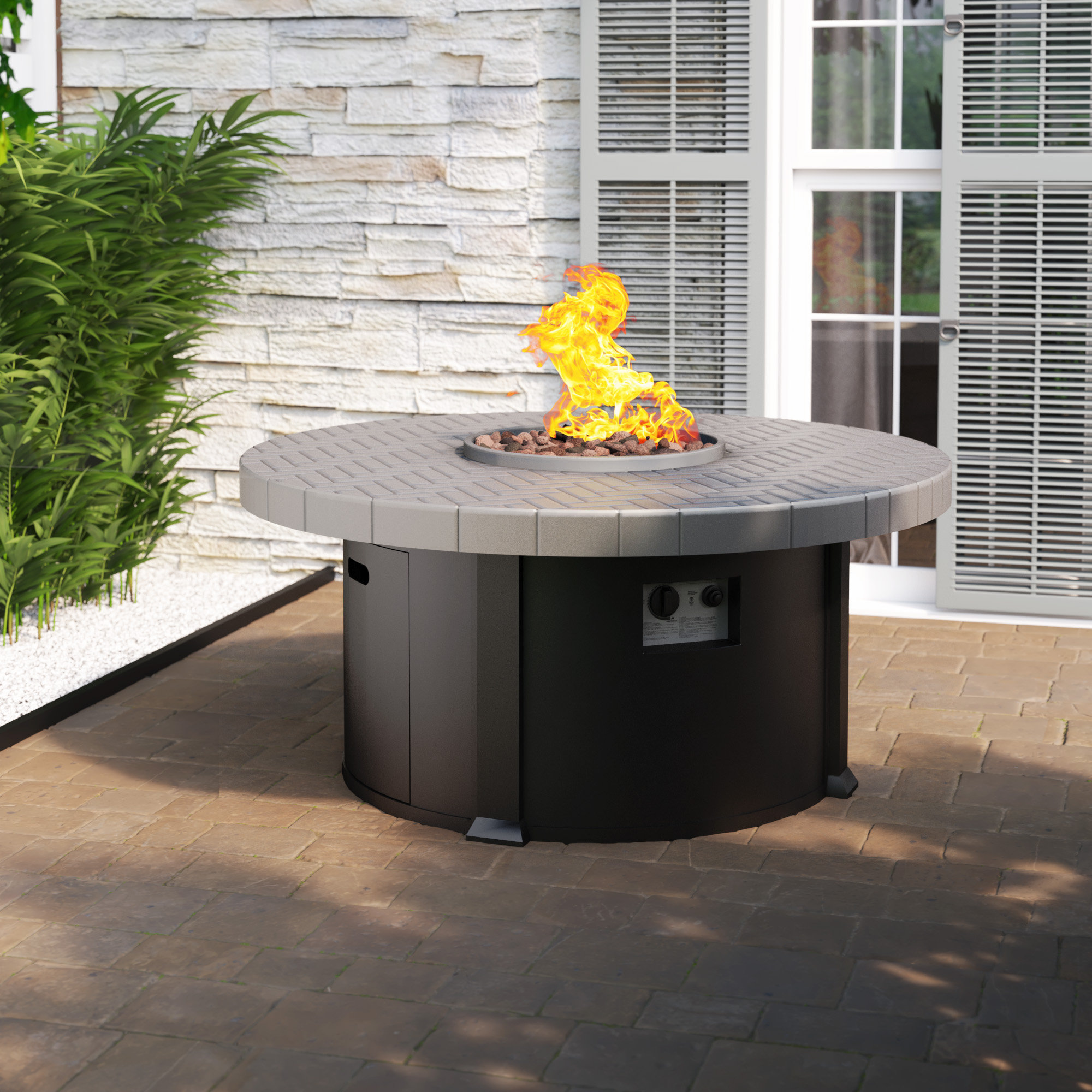 Latitude Run® 24'' H x 48'' W Concrete Propane Outdoor Fire Pit | Wayfair