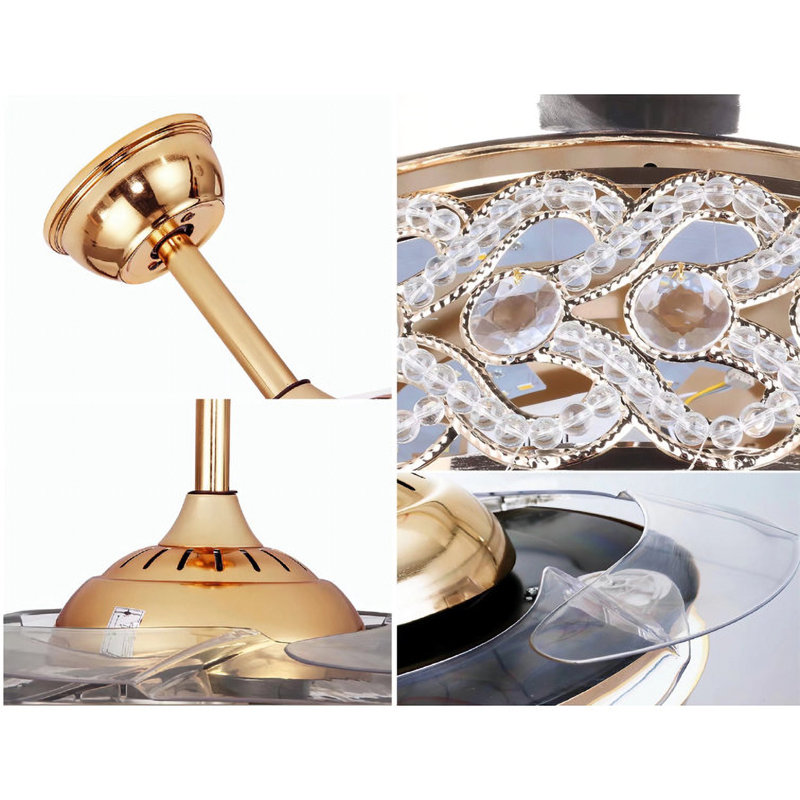 House of Hampton® 42'' Dericka 4-Blade LED Crystal Chandelier Ceiling ...