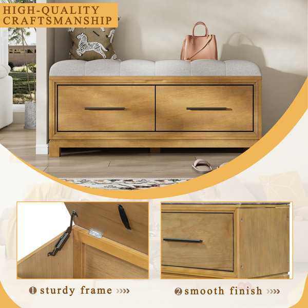 Latitude Run® 42.98" Wide Flip-Top Storage Bench With Removable Cushion ...