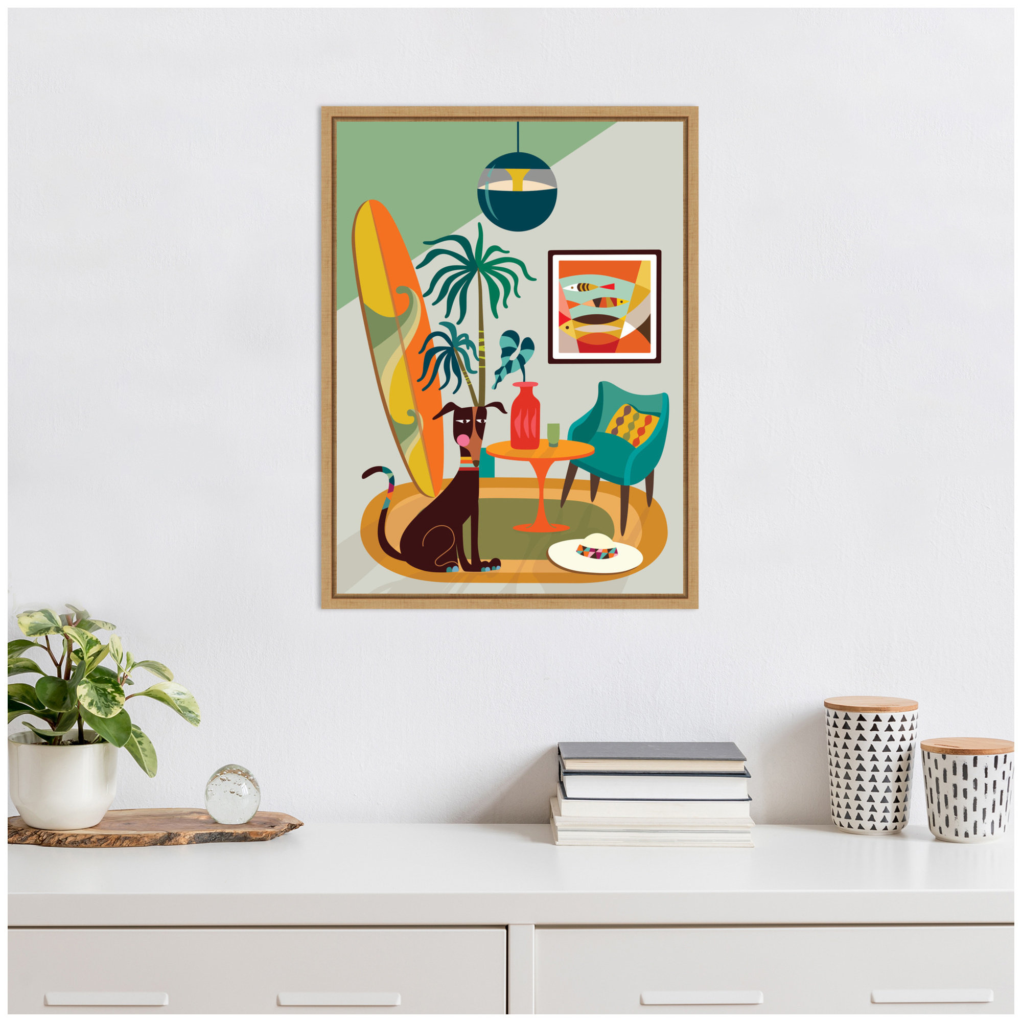 Trinx MCM Dog Beach Home by Rachel Lee Framed Canvas Wall Art | Wayfair