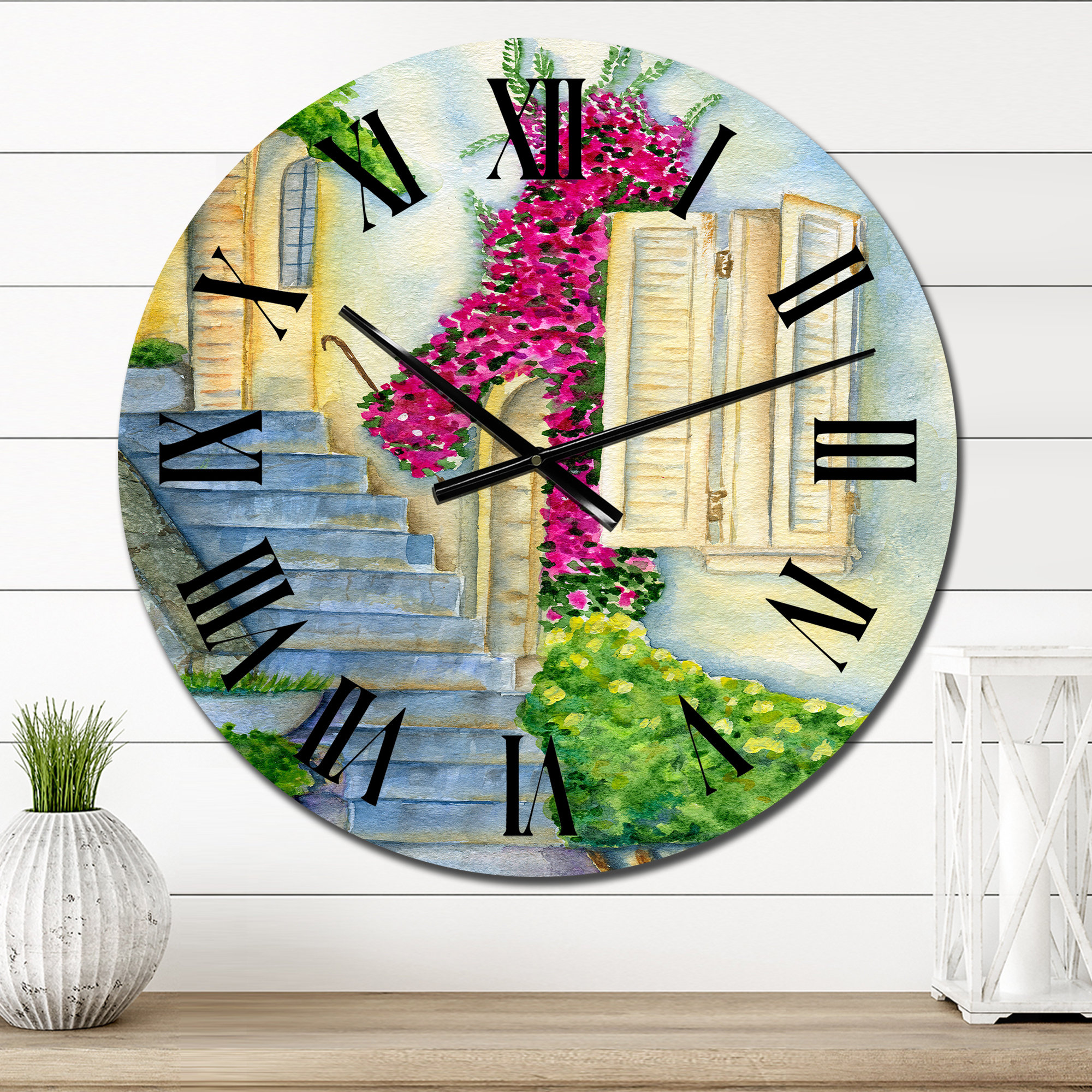 East Urban Home Staircase on Facade of Old House - Farmhouse Wall Clock ...