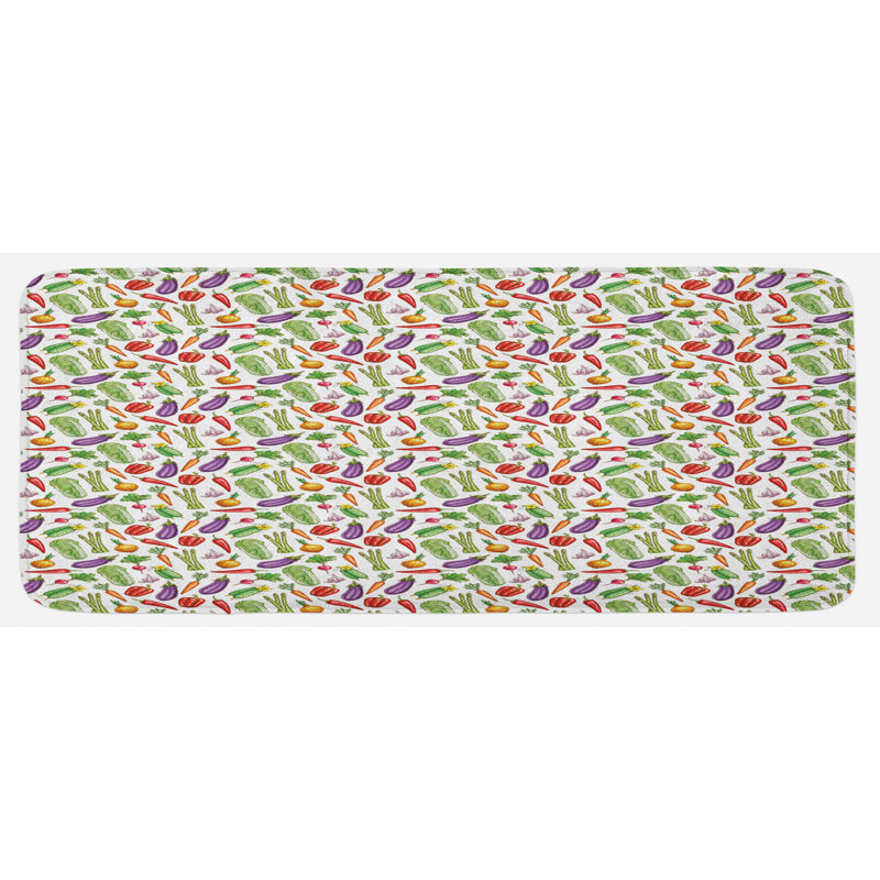 East Urban Home Vegetable Art Kitchen Mat | Wayfair