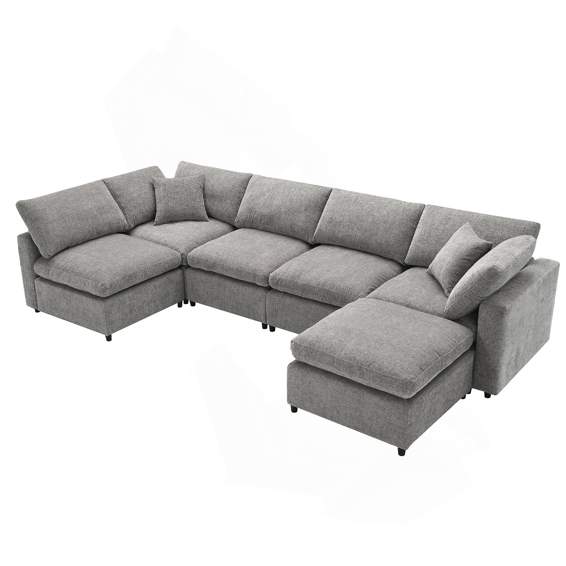 Latitude Run® Modern Modular Cloud Sofa Bed, 6 Seat Chenille Sectional ...