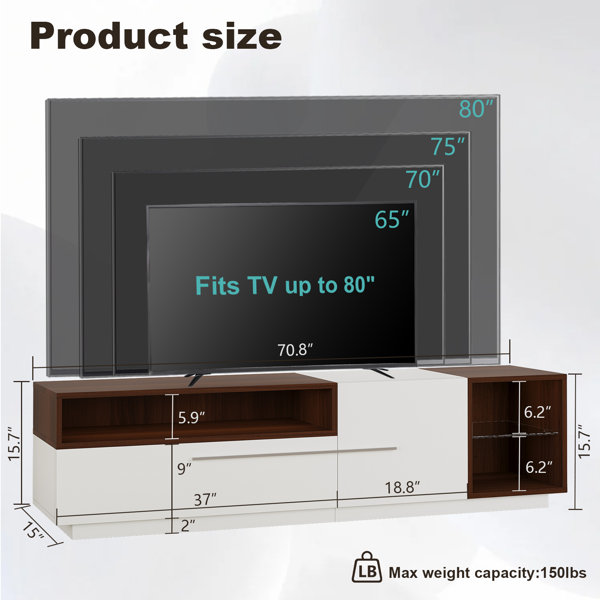 Wrought Studio™ 71 Inches Wide Led TV Stand, 80 Inches TV Large ...