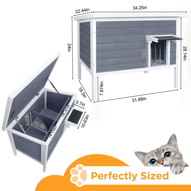 Tucker Murphy Pet™ Outdoor Cat House Weatherproof,insulated Feral Cat ...