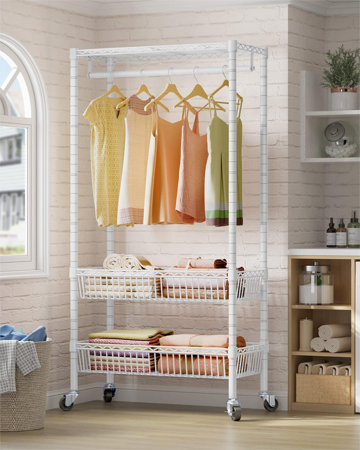 COOREL 29.33'' Metal Rolling Clothes Rack | Wayfair