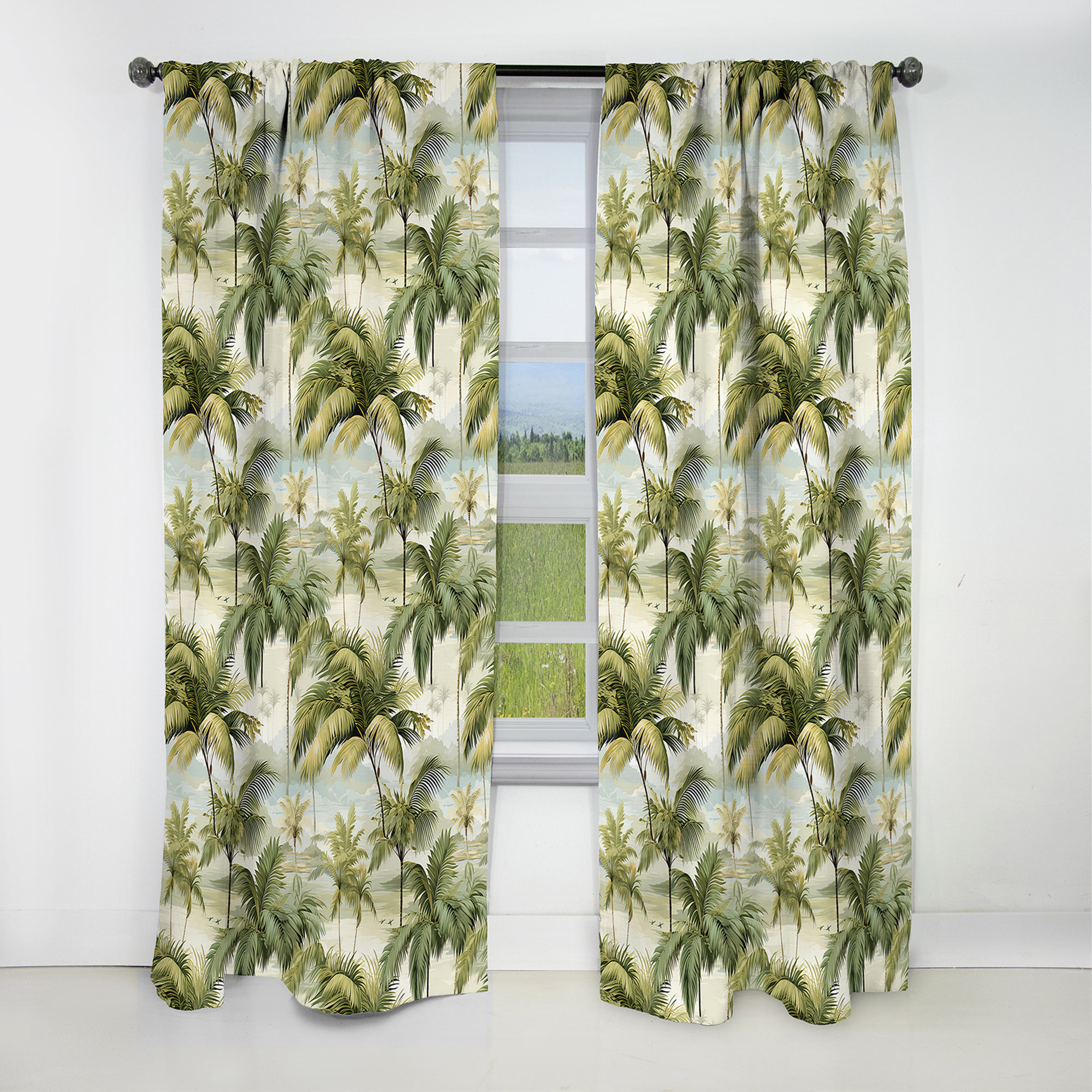 Design Art Palm Impression Tropical Pattern - Floral Curtain - Blackout ...