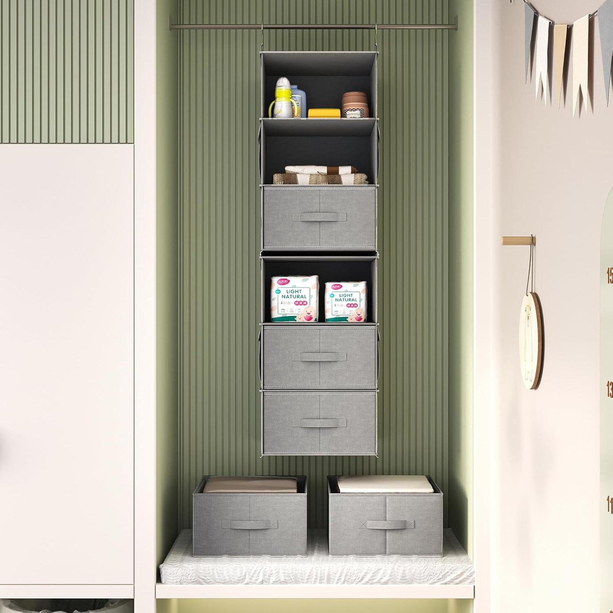 Hokku Designs 6-Shelf Hanging Closet Organizer, 2 Separable 3-Shelf ...