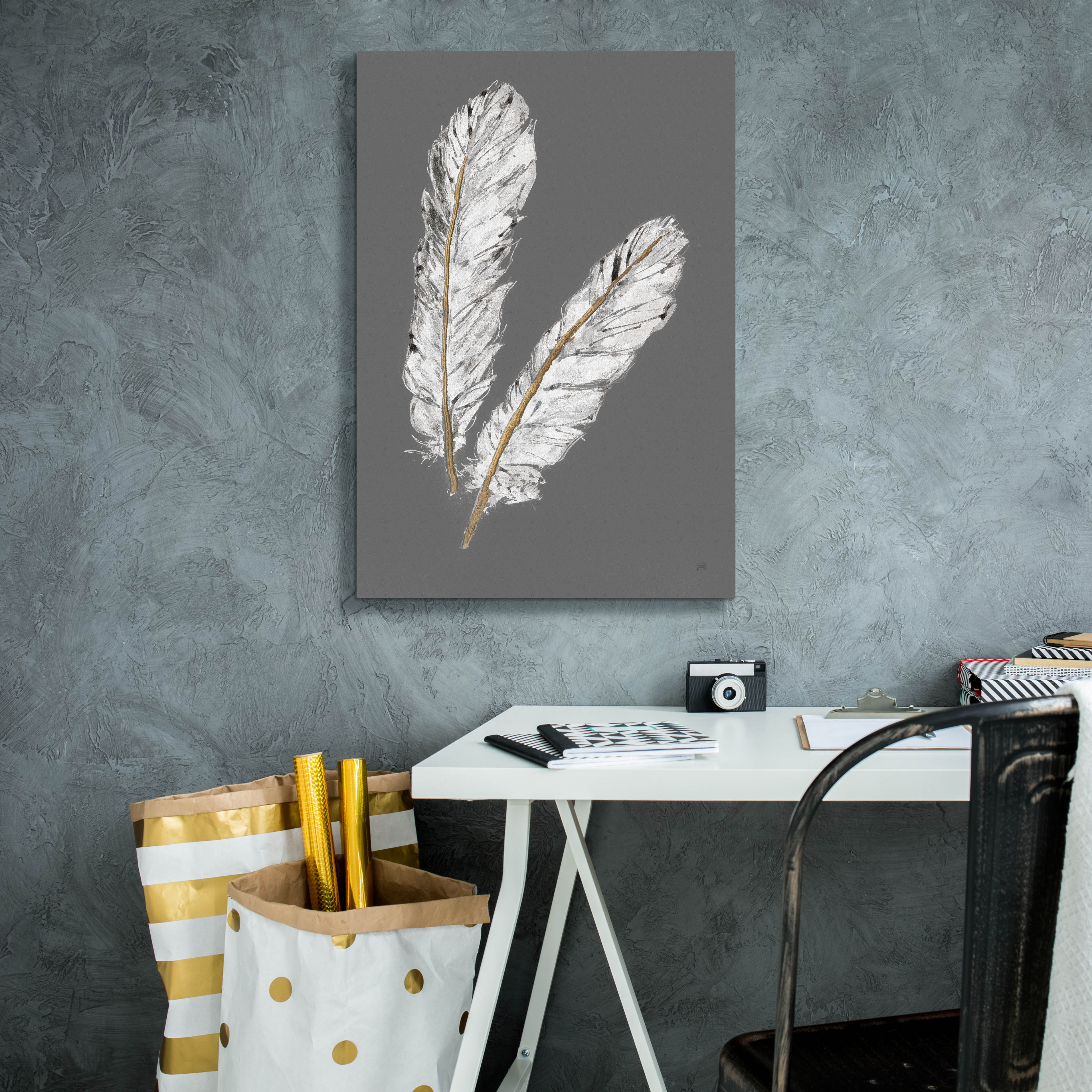 Epic Graffiti Art mural sur toile Epic Graffiti «Gold Feathers 4 On ...