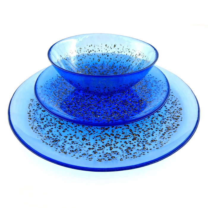 Red Pomegranate 12 Piece Glass Dinnerware Set - Service for 4 | Wayfair